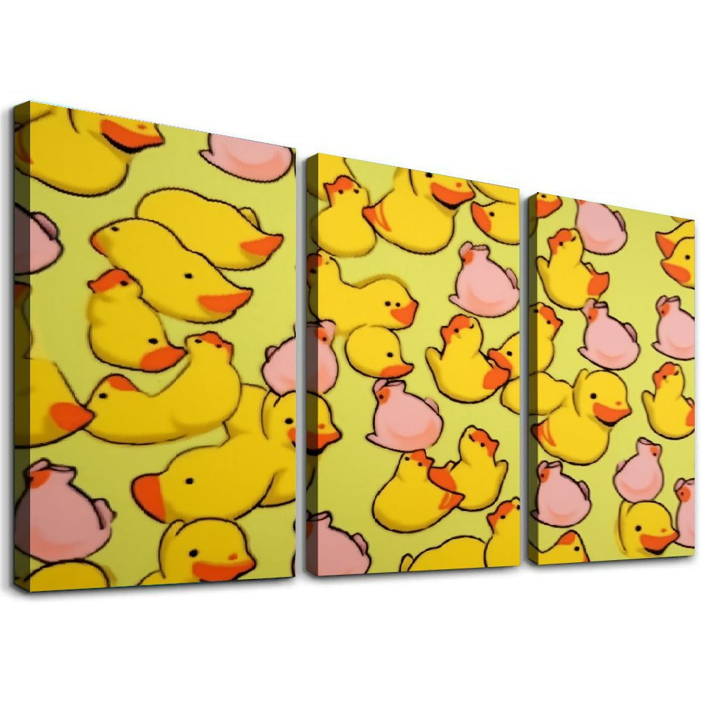 Shadudu Rubber Ducks Decor Triptych 12x16 Inches - Set of 3 Unframed Panels for Living Room ...