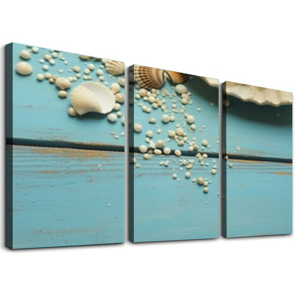 Shadudu Sea Shells Triptych Set Modern Style Home Office Wall Decor 3 ...