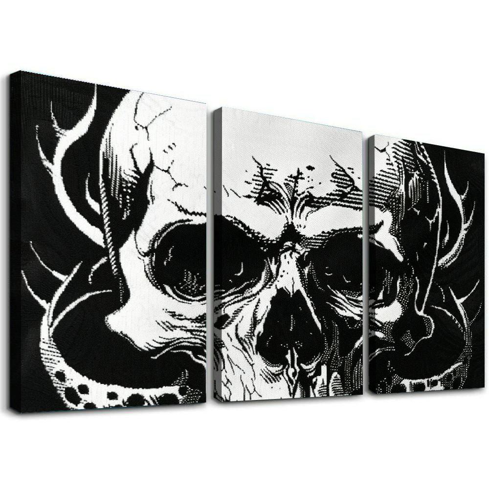 Shadudu Skull Crown Gothic Decor Triptych Set 12x16 Inches Unframed ...