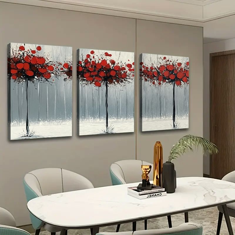 Shadudu Snow-Covered Flowers Modern Prints Large Size Set of 3 Unframed ...