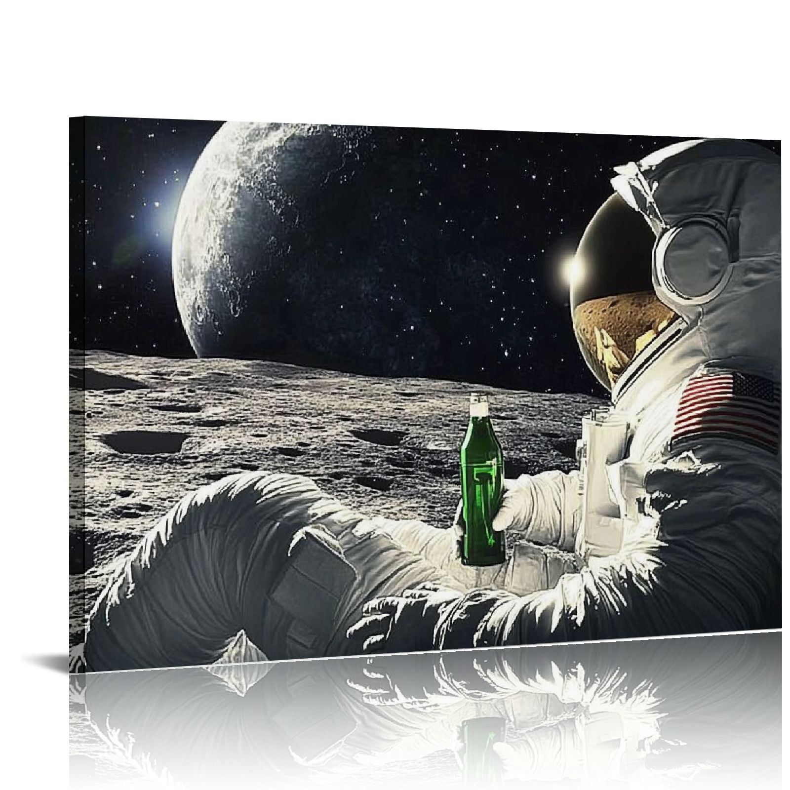 Shadudu Spaceman Wall Art Decor Pictures - Astronaut Drinking Beer on ...