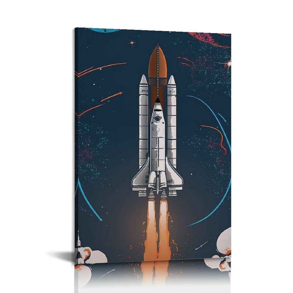 Shadudu Spaceship Themed Decor, Themed Astronaut Canvas Prints Art, for ...