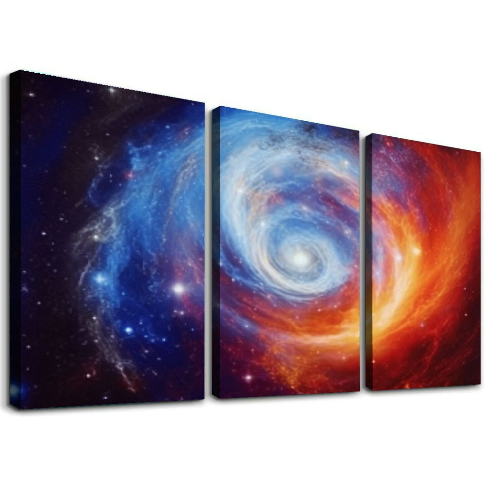 Shadudu Spiral Galaxy, Blue Star, Decor Triptych for Living Room ...