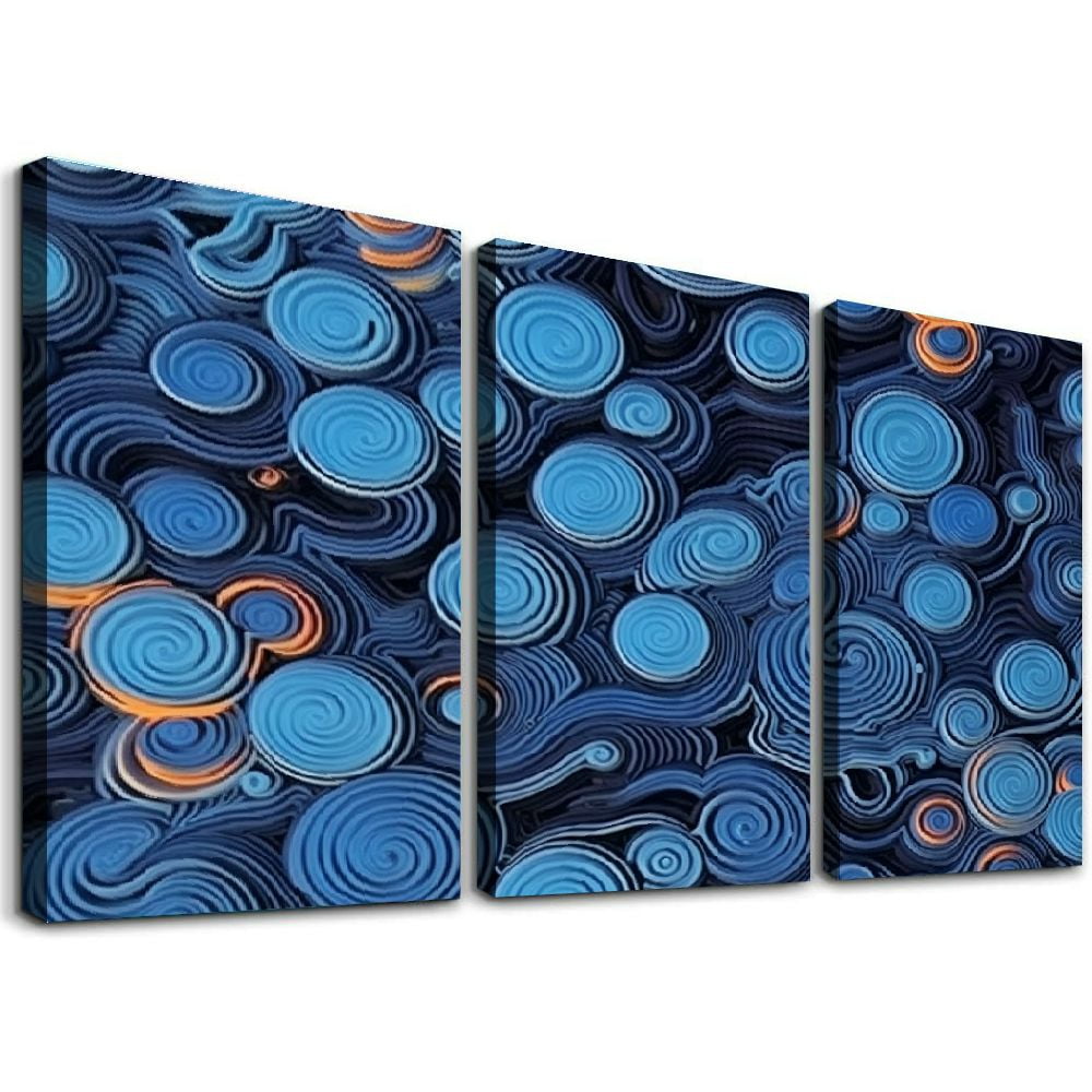 Shadudu Swirly Vibrant Color Lines Canvas Wall Art Set of 3 for Living ...