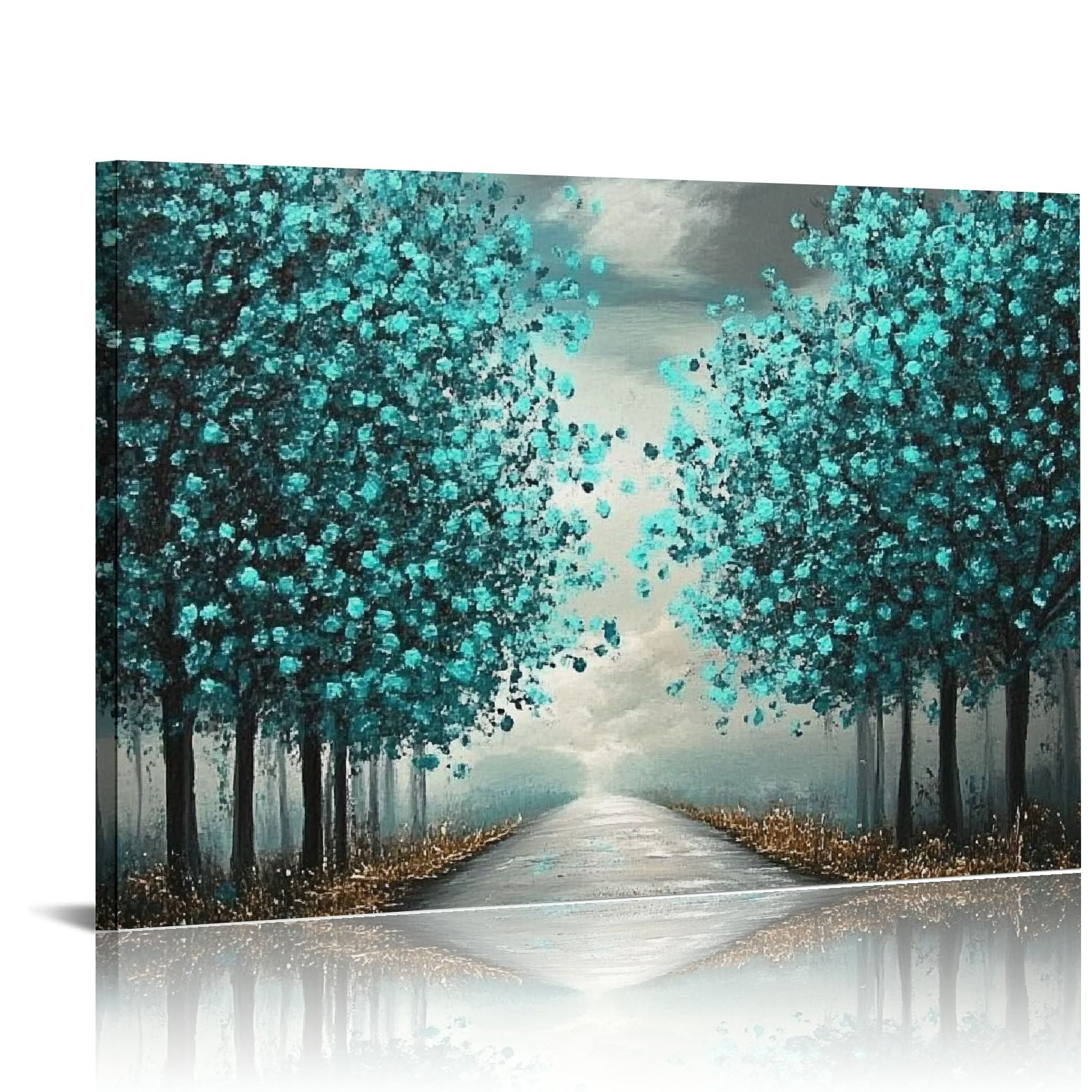 Shadudu Teal Tree Canvas Wall Art Forest Tree Artwork Paintings Wall ...