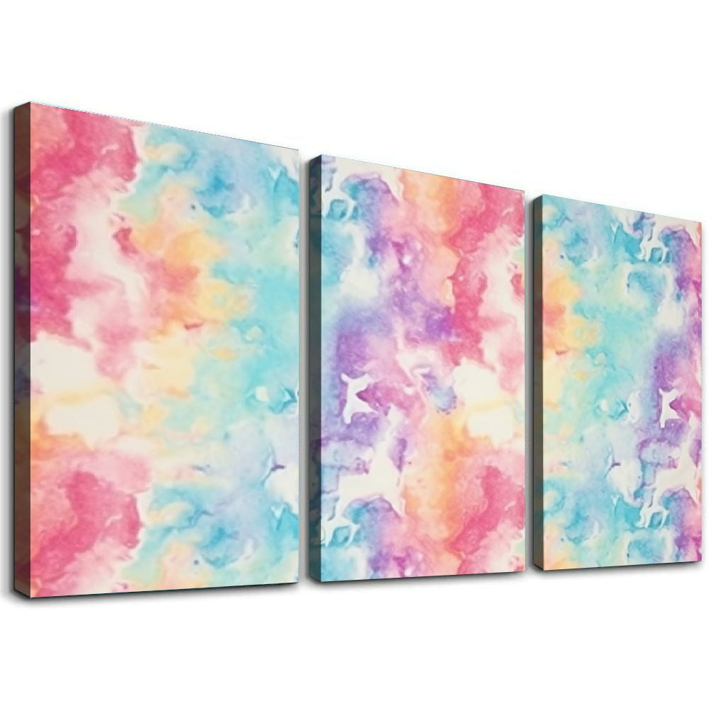 Shadudu Tie Dye Pattern Watercolor Painting Canvas Prints Wall Art Set ...