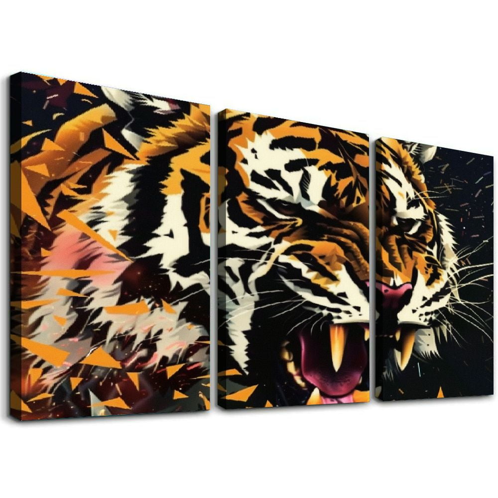 Shadudu Tiger Triangles Canvas Wall Decor Set for Living Room Bedroom Home Office Art Prints ...