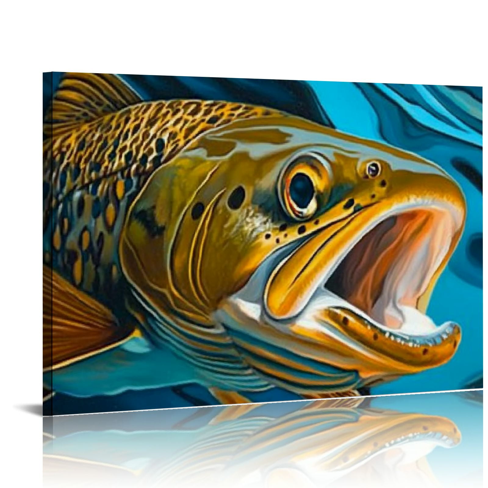 Shadudu Trout Canvas Painting Original Fish Art Canvas Print Ocean Art ...
