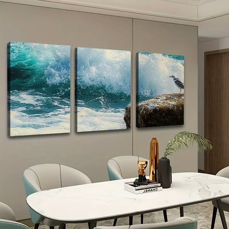 Shadudu Wall Art Canvas Painting Collapsing Wave on the Beach 1 Piece ...