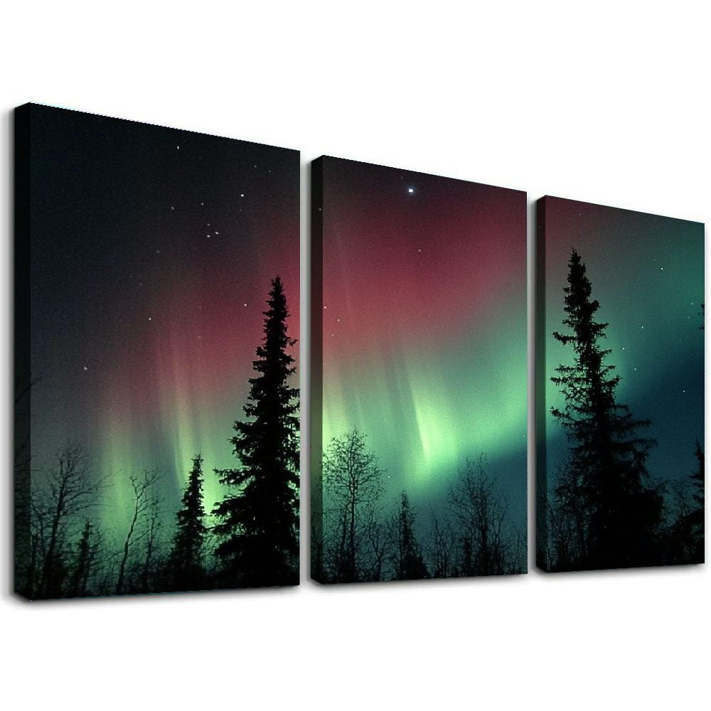 Shadudu Wall Print Aurora Borealis Alaska Red Northern Lights Center ...