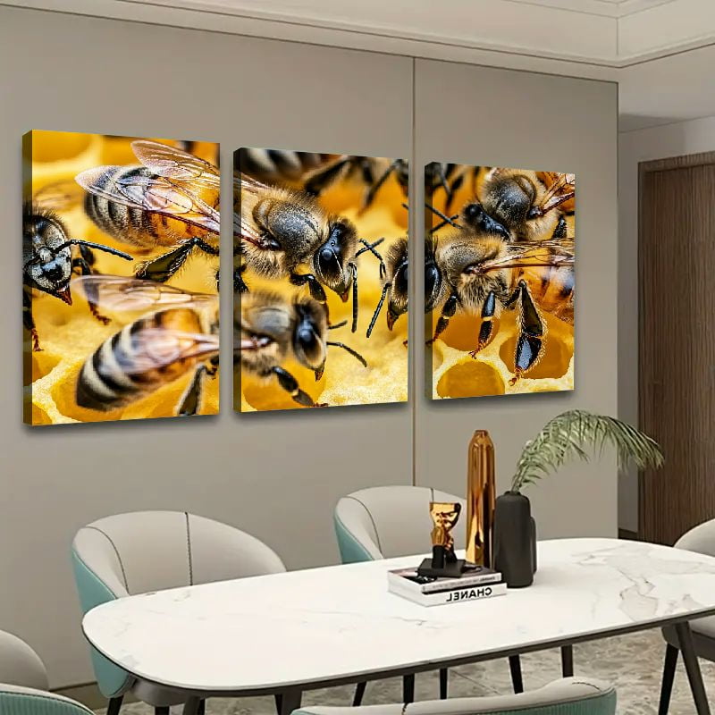 Shadudu and Bees Canvas Wall Art Set 3-Piece Unframed Large Artwork for ...