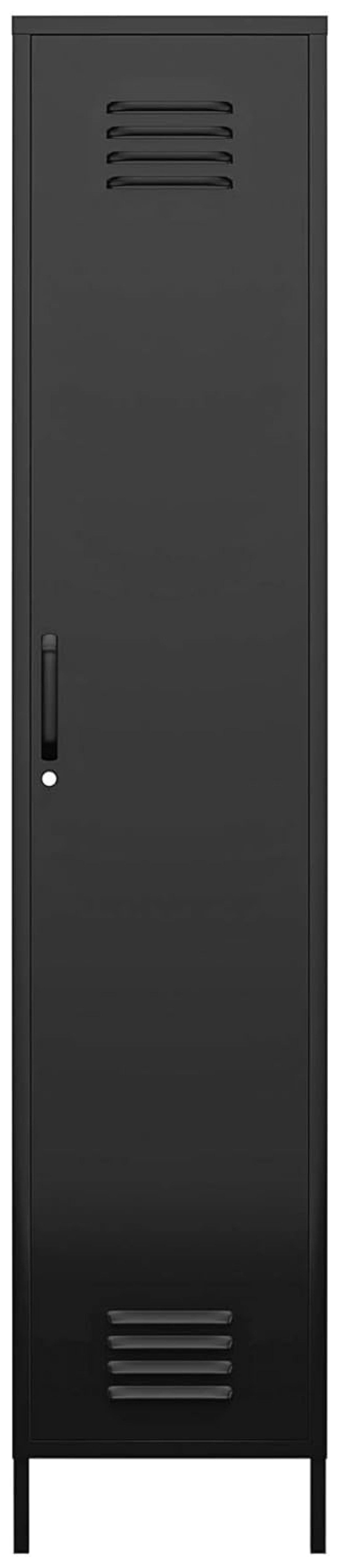 Shadwick 1 Door Tall Single Metal Locker Style Storage Cabinet, Black ...