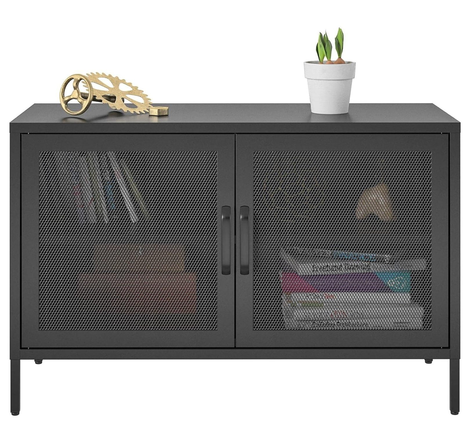 Shadwick 2 Door Wide Metal Locker Accent Cabinet-Mesh Metal Doors ...