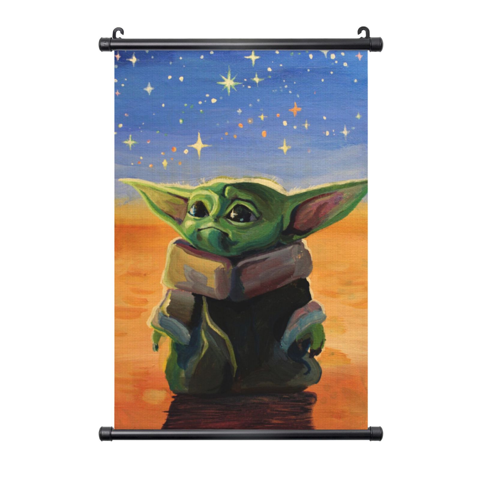 Shaft Hanging Banner Baby Yoda Poster Wall Canvas Artwork With Black ...