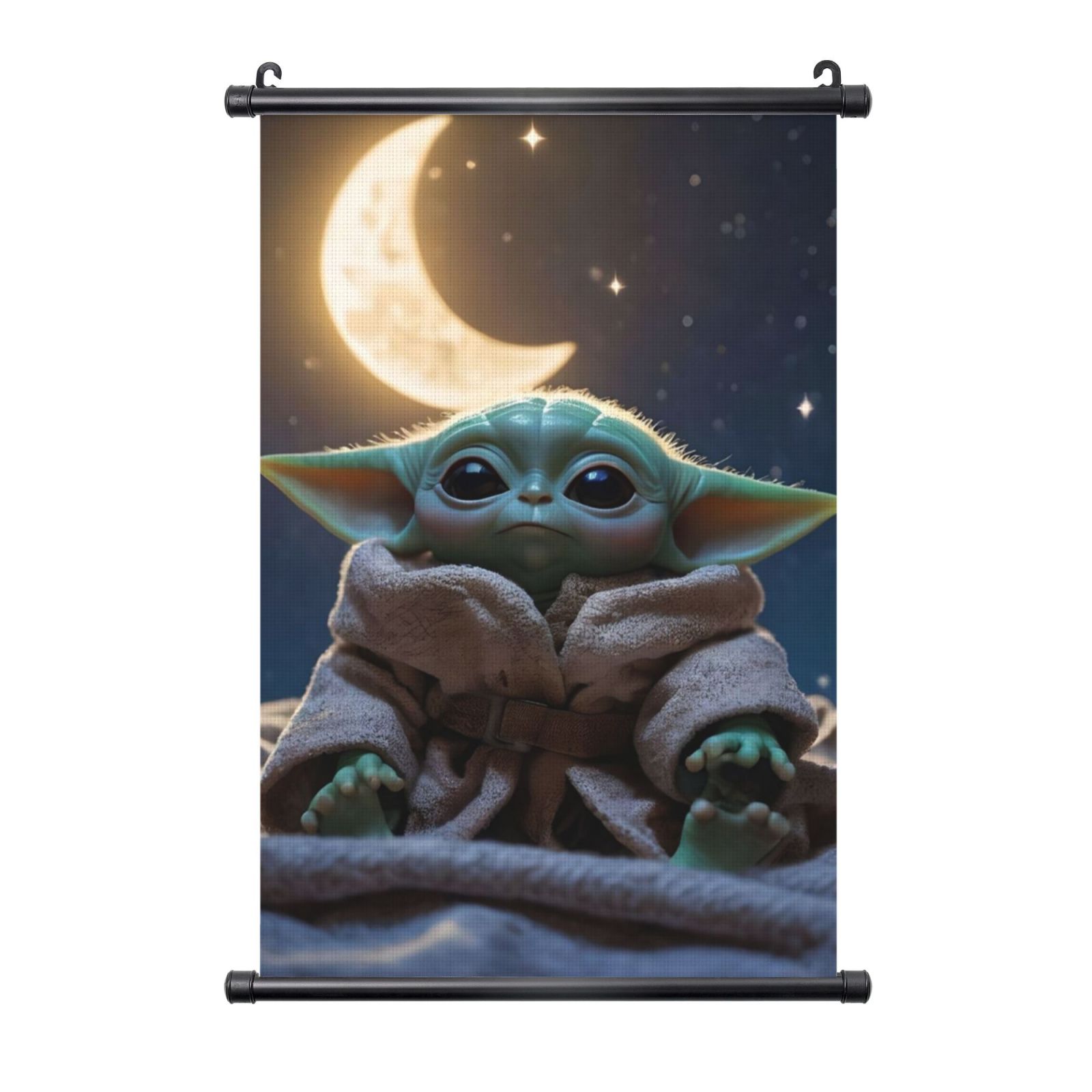 Shaft Hanging Banner Baby Yoda Poster Wall Canvas Artwork With Black ...