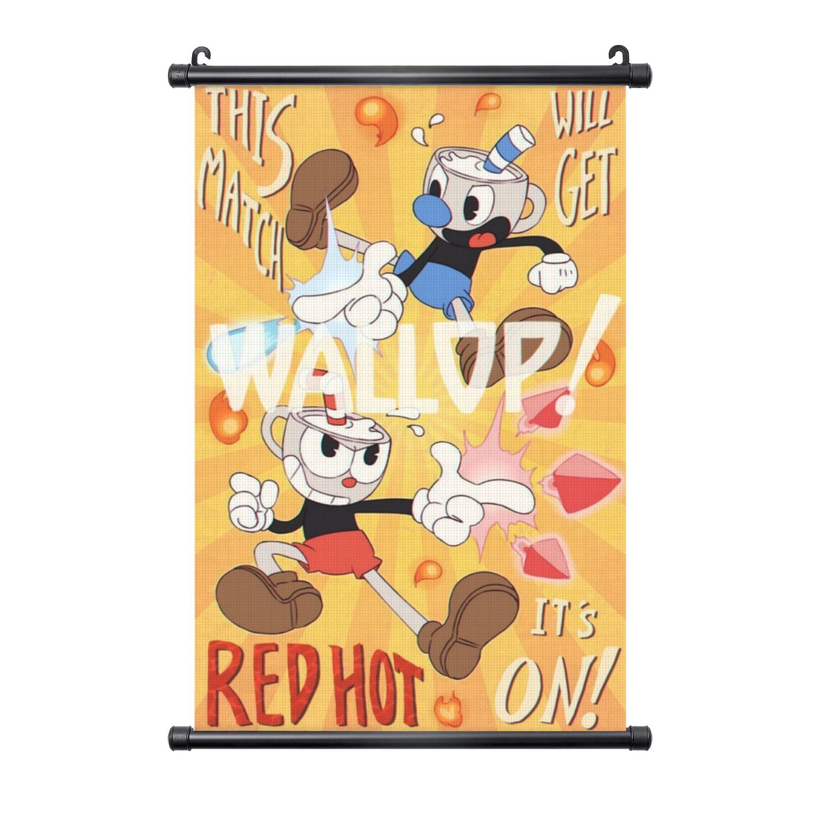 Shaft Hanging Banner Cuphead Mugman Poster Wall Canvas Artwork With ...