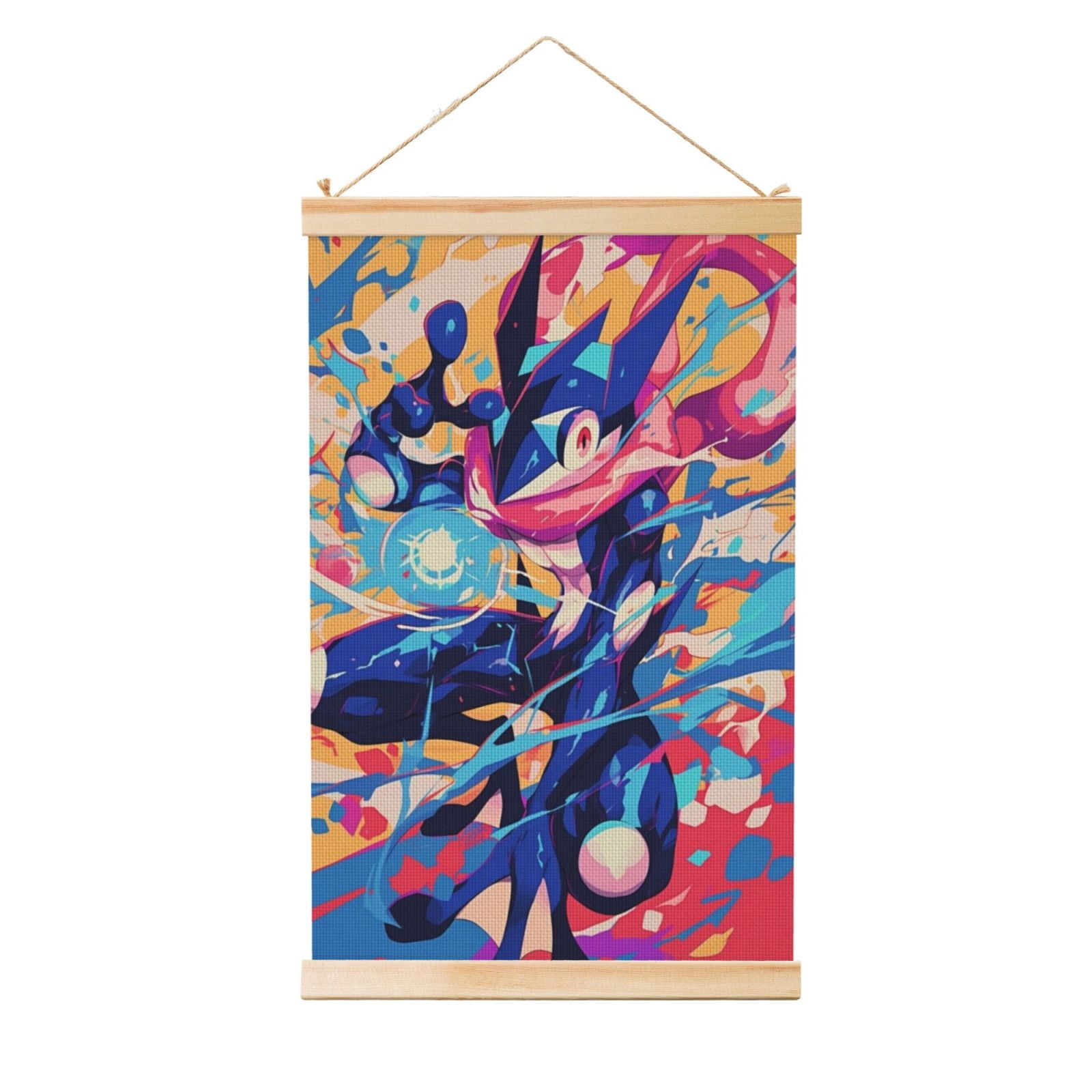 Shaft Hanging Banner Greninja Poster Wall Canvas Artwork With Wooden ...
