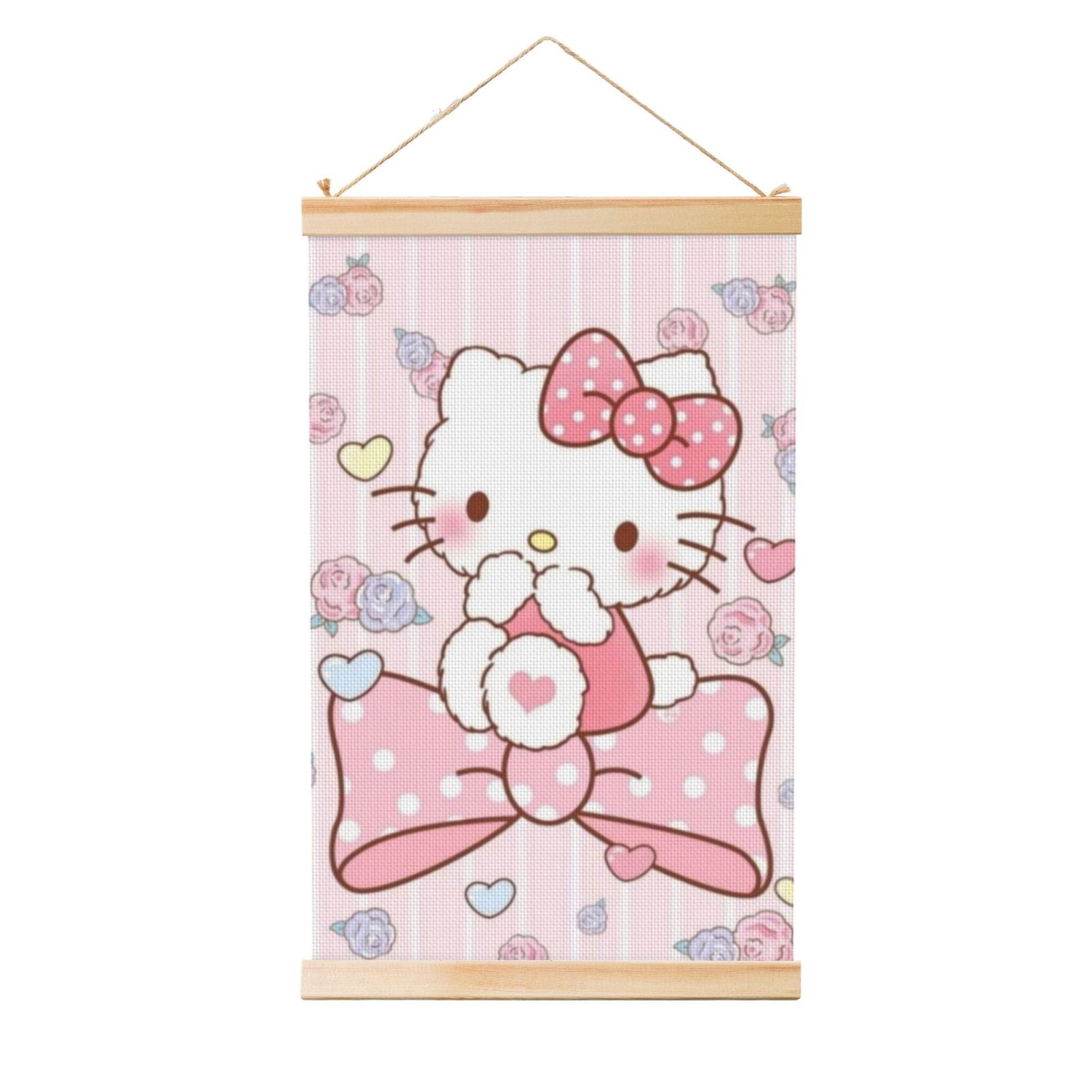 Shaft Hanging Banner Hello Kitty Poster Wall Canvas Artwork With Wooden ...