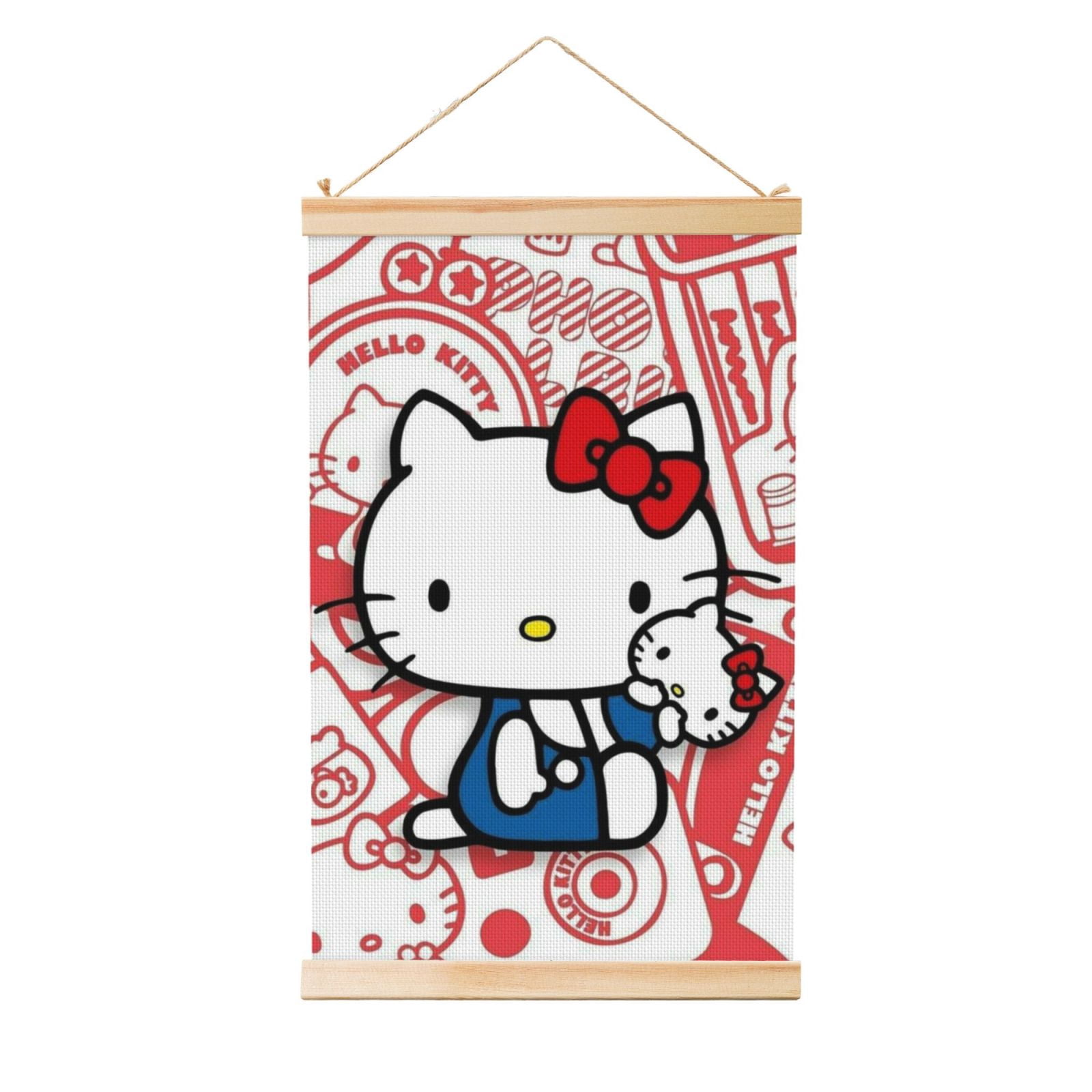 Shaft Hanging Banner Hello Kitty Poster Wall Canvas Artwork With Wooden ...