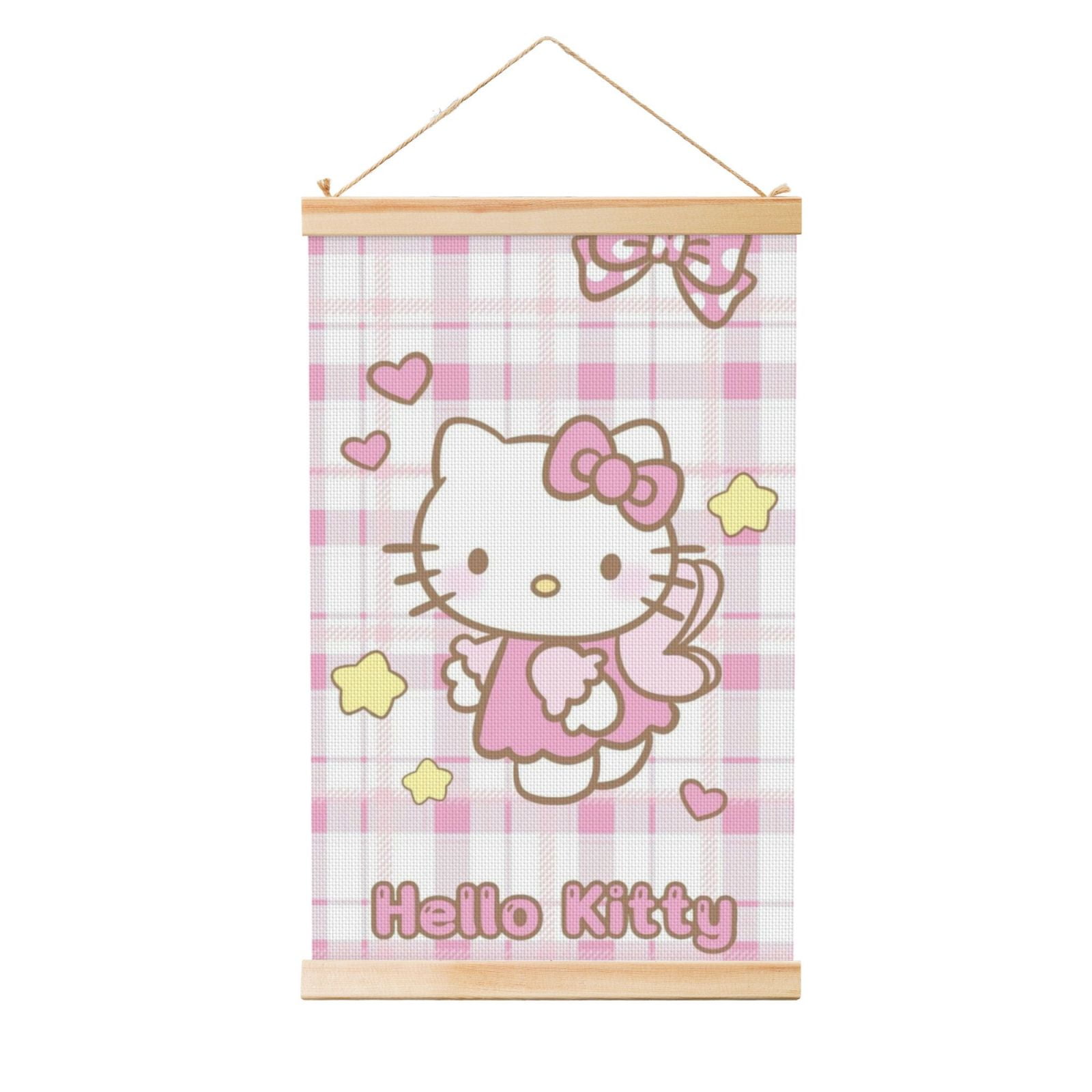 Shaft Hanging Banner Hello Kitty Poster Wall Canvas Artwork With Wooden ...