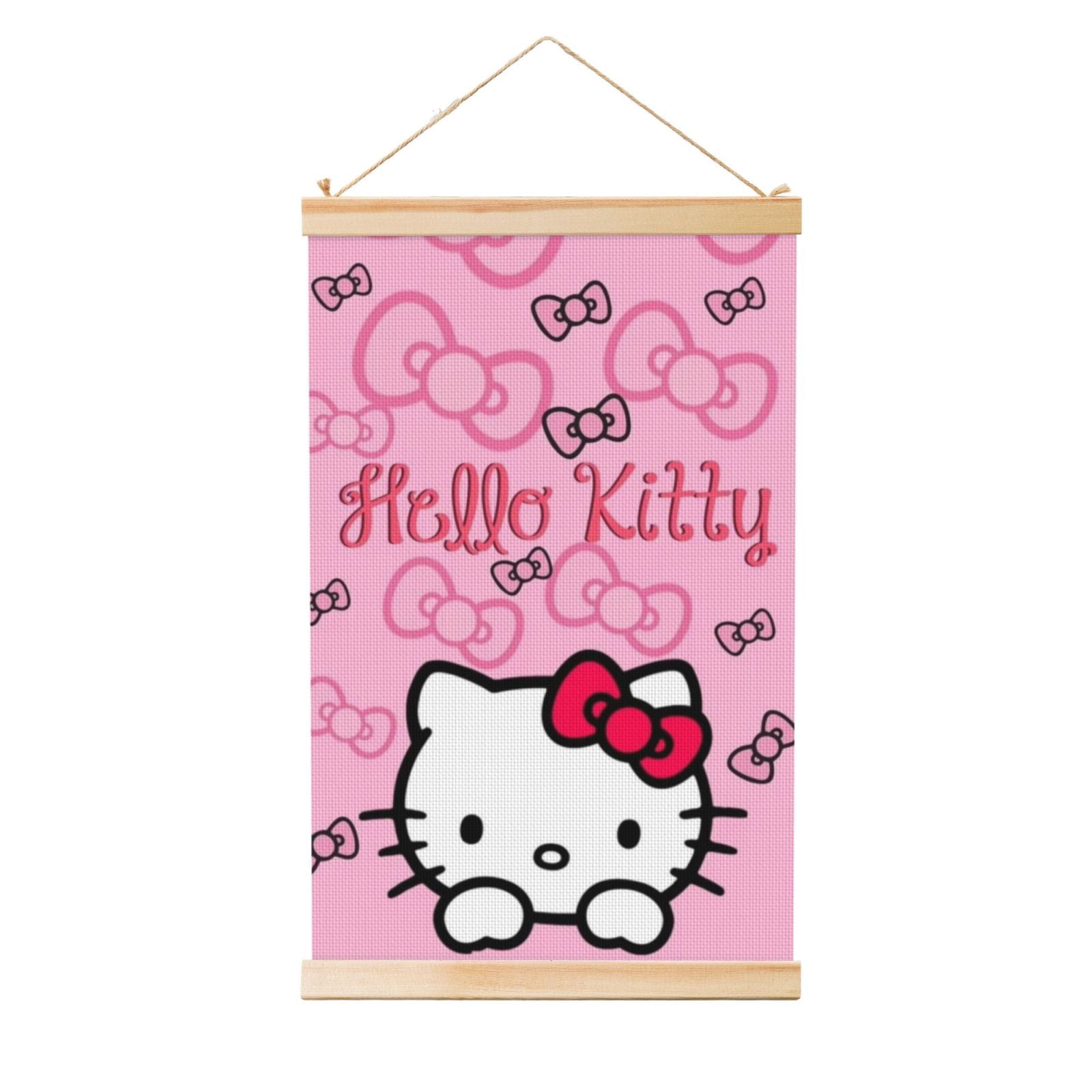 Shaft Hanging Banner Hello Kitty Poster Wall Canvas Artwork With Wooden ...