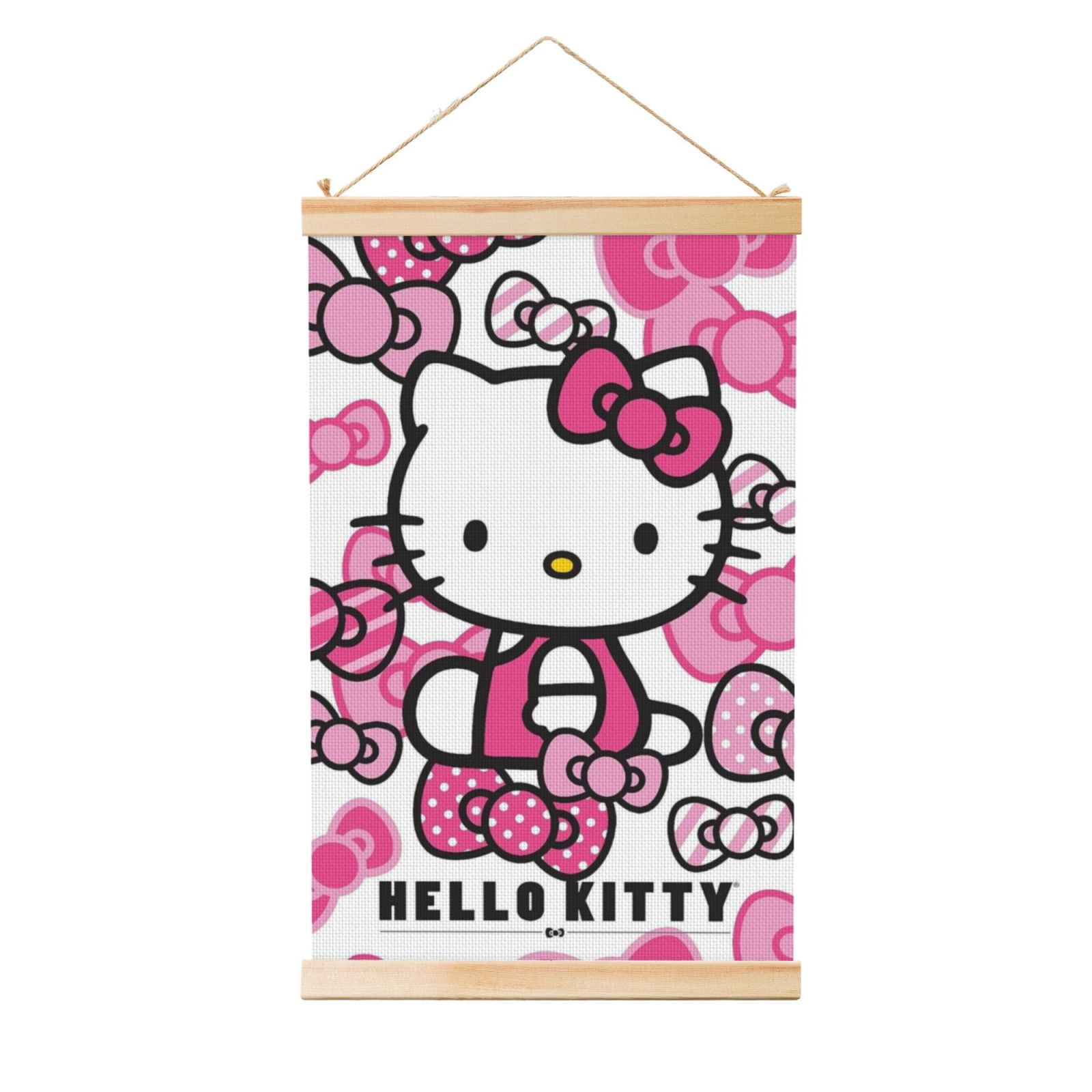 Shaft Hanging Banner Hello Kitty Poster Wall Canvas Artwork With Wooden ...