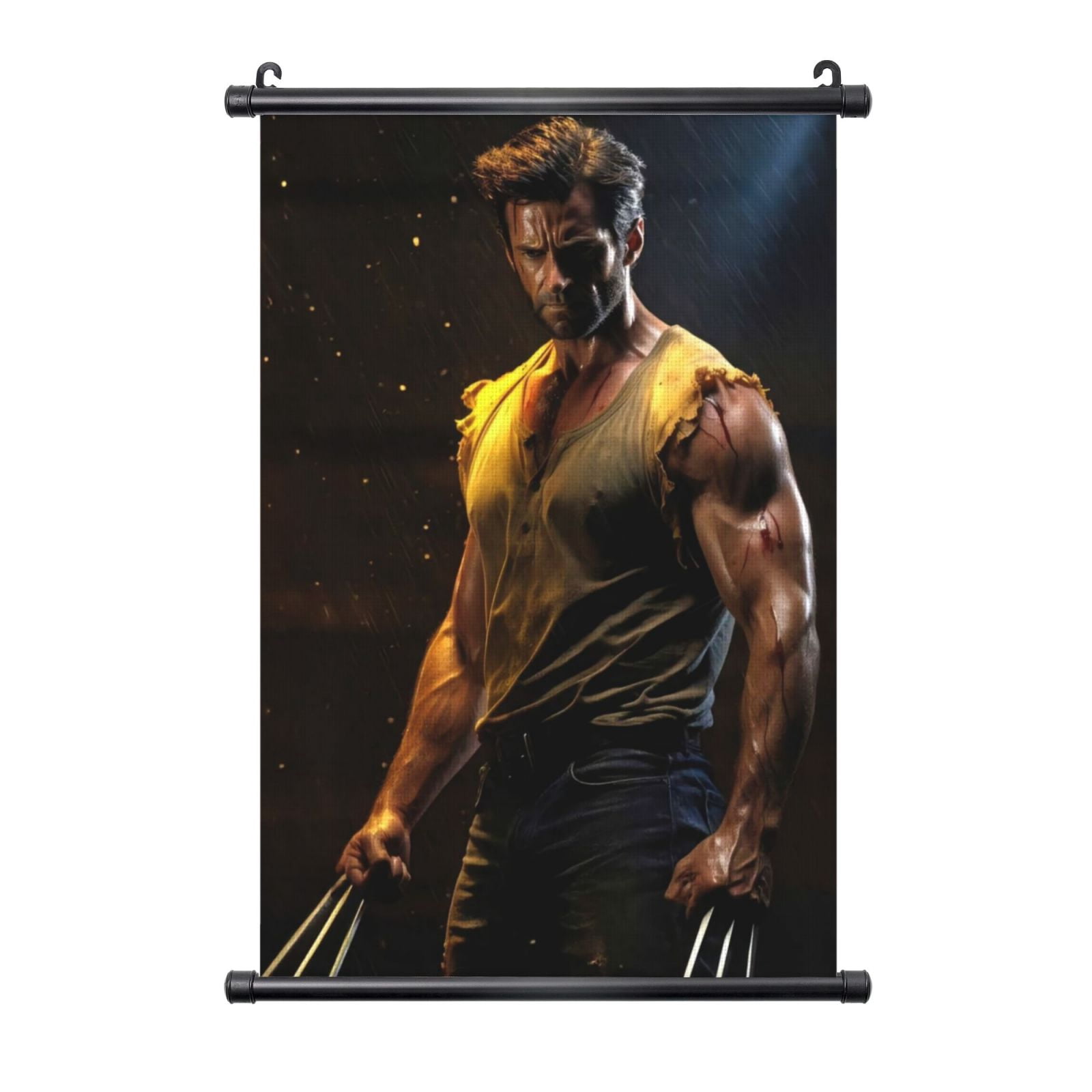 Shaft Hanging Banner Hugh Jackman Poster Wall Canvas Artwork With Black ...