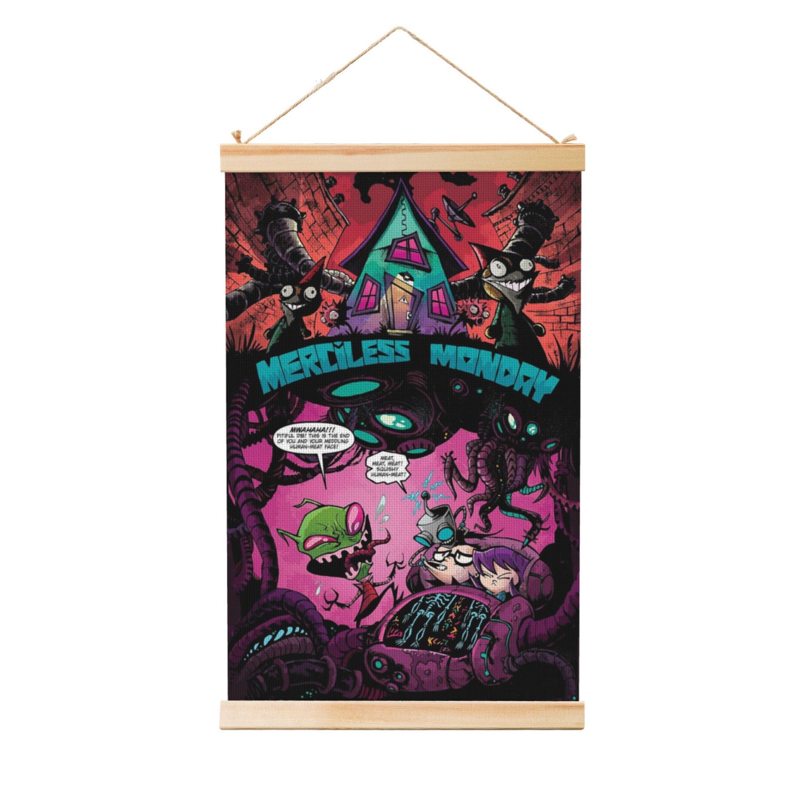 Shaft Hanging Banner Invader Zim Poster Wall Canvas Artwork With Wooden ...