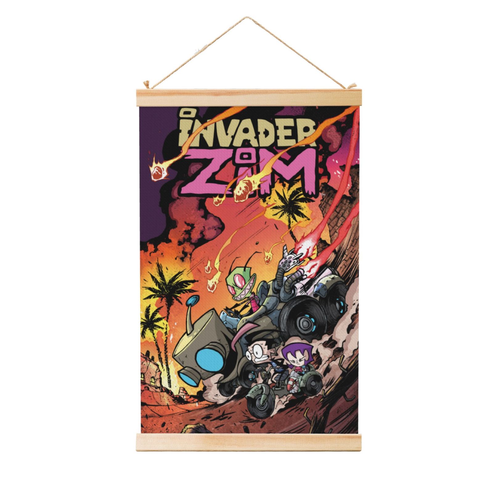 Shaft Hanging Banner Invader Zim Poster Wall Canvas Artwork With Wooden ...