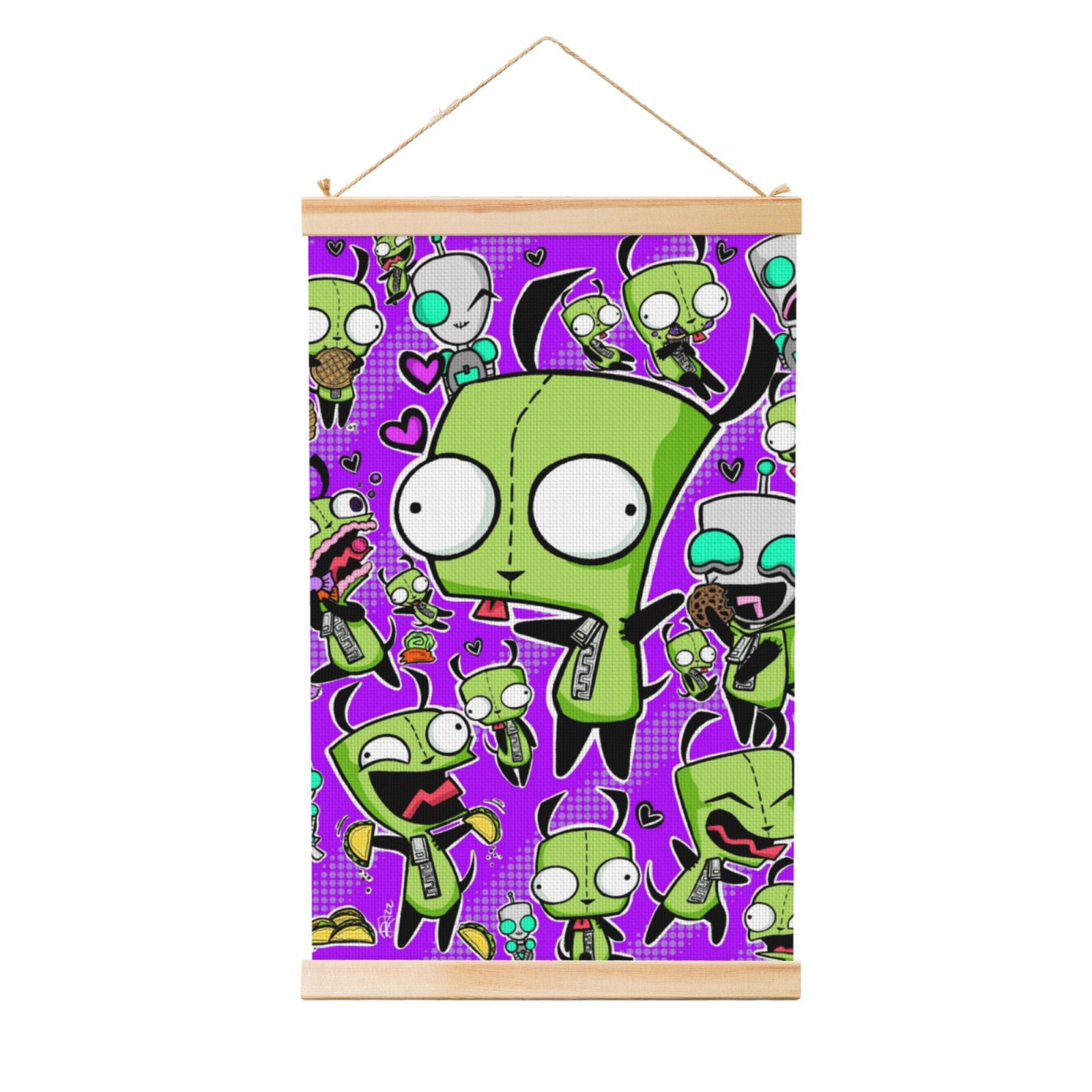 Shaft Hanging Banner Invader Zim Poster Wall Canvas Artwork With Wooden ...
