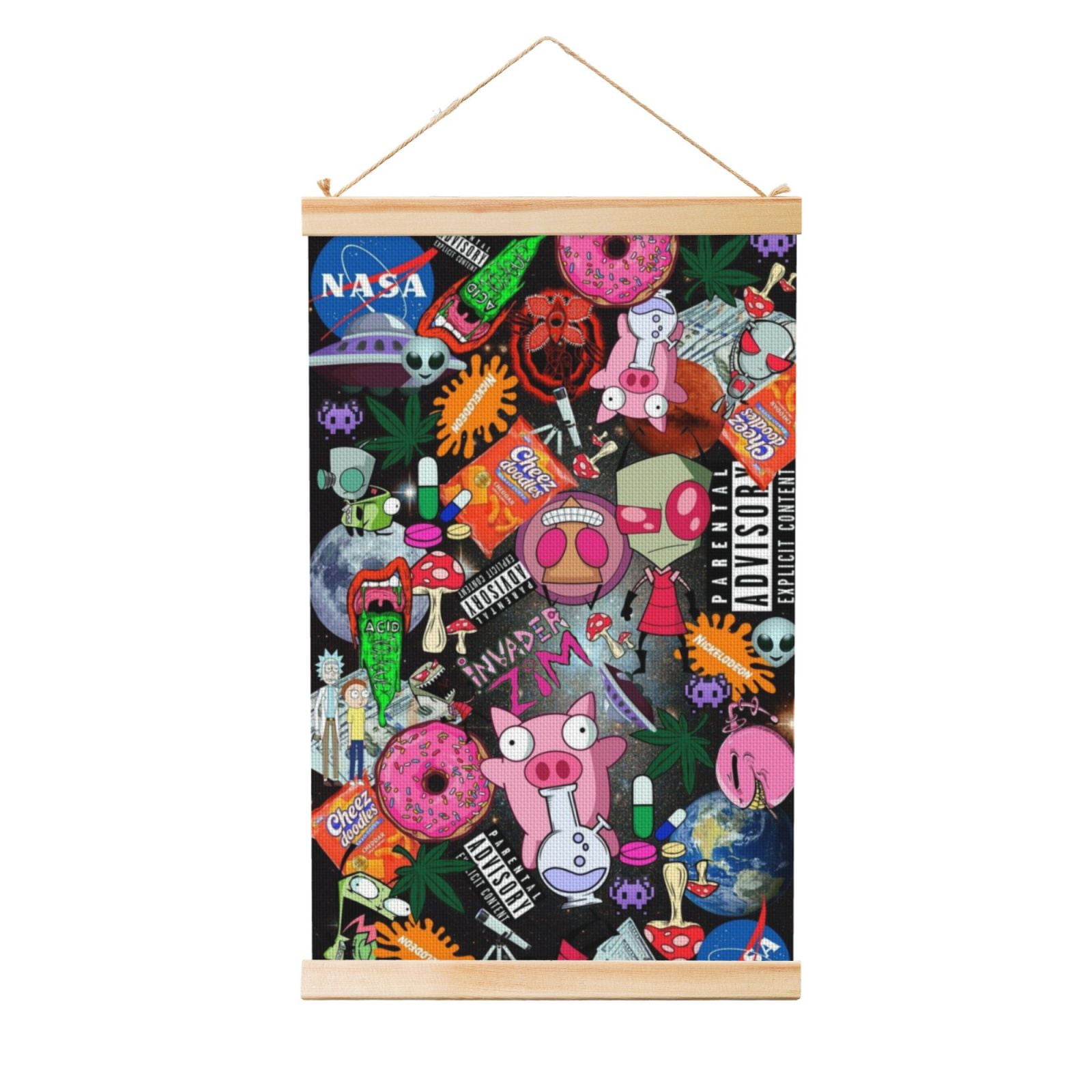 Shaft Hanging Banner Invader Zim Poster Wall Canvas Artwork With Wooden ...