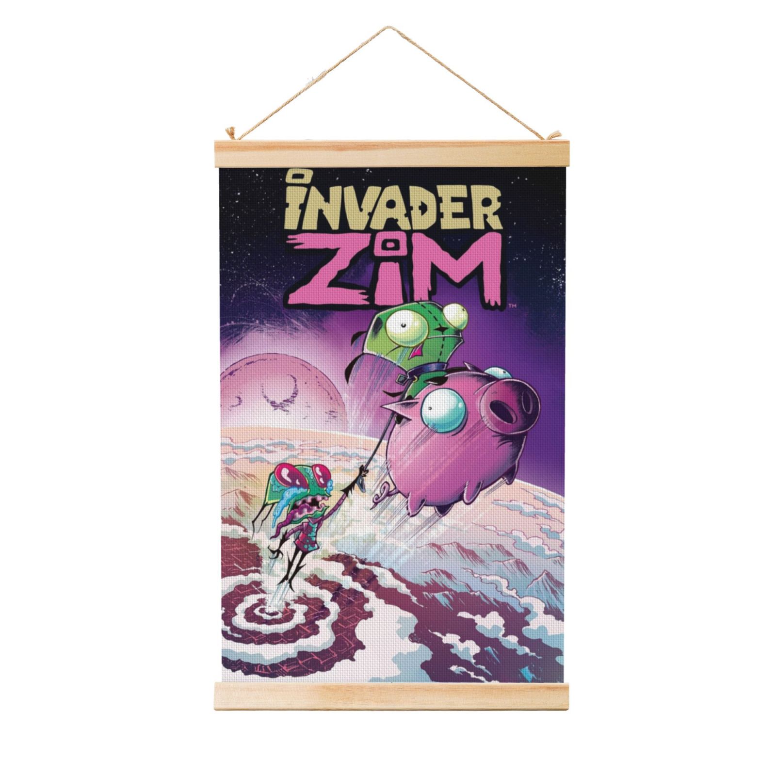 Shaft Hanging Banner Invader Zim Poster Wall Canvas Artwork With Wooden ...