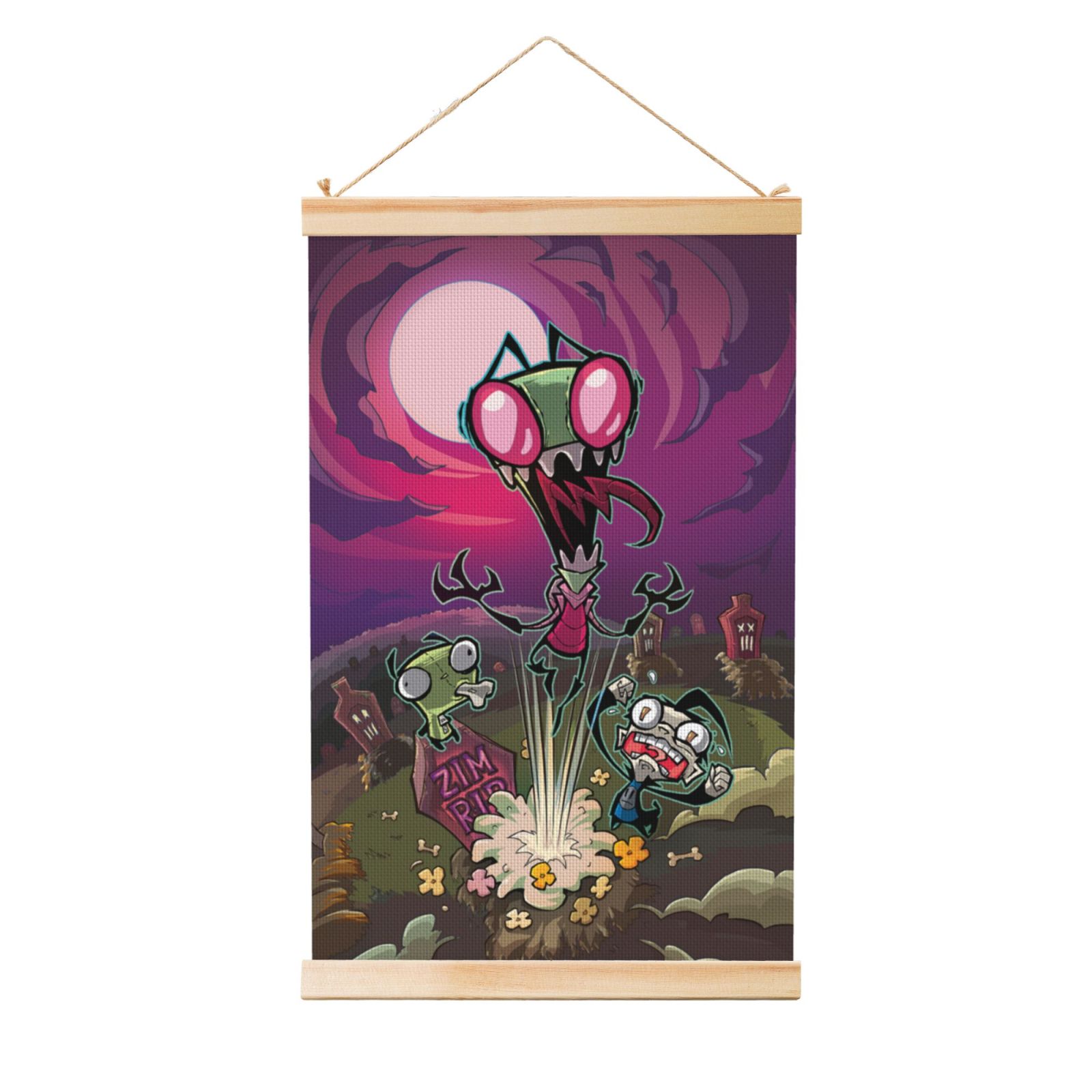 Shaft Hanging Banner Invader Zim Poster Wall Canvas Artwork With Wooden ...