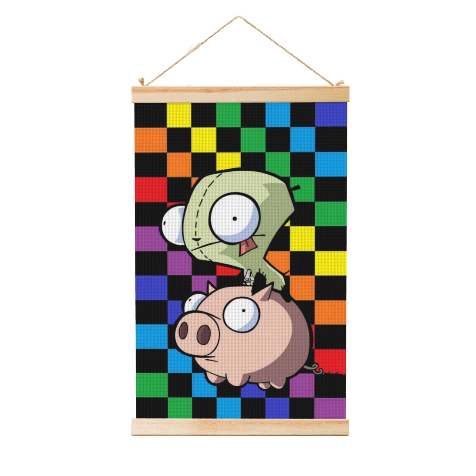 Shaft Hanging Banner Invader Zim Poster Wall Canvas Artwork With Wooden ...