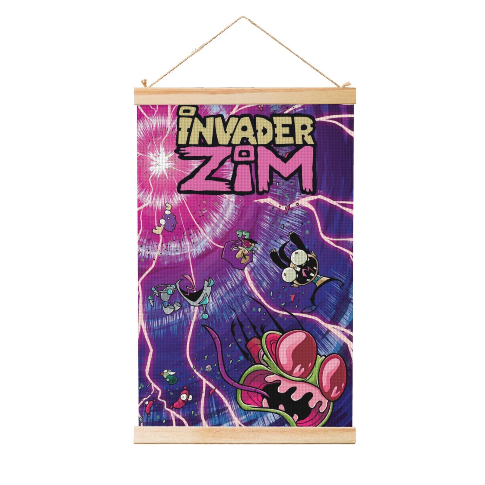 Shaft Hanging Banner Invader Zim Poster Wall Canvas Artwork With Wooden ...