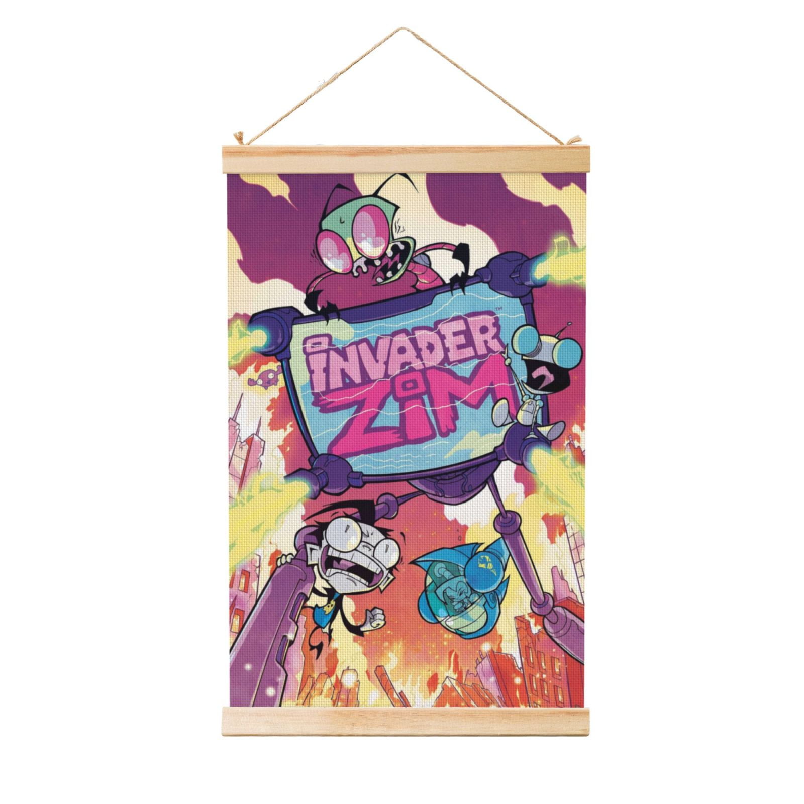 Shaft Hanging Banner Invader Zim Poster Wall Canvas Artwork With Wooden ...