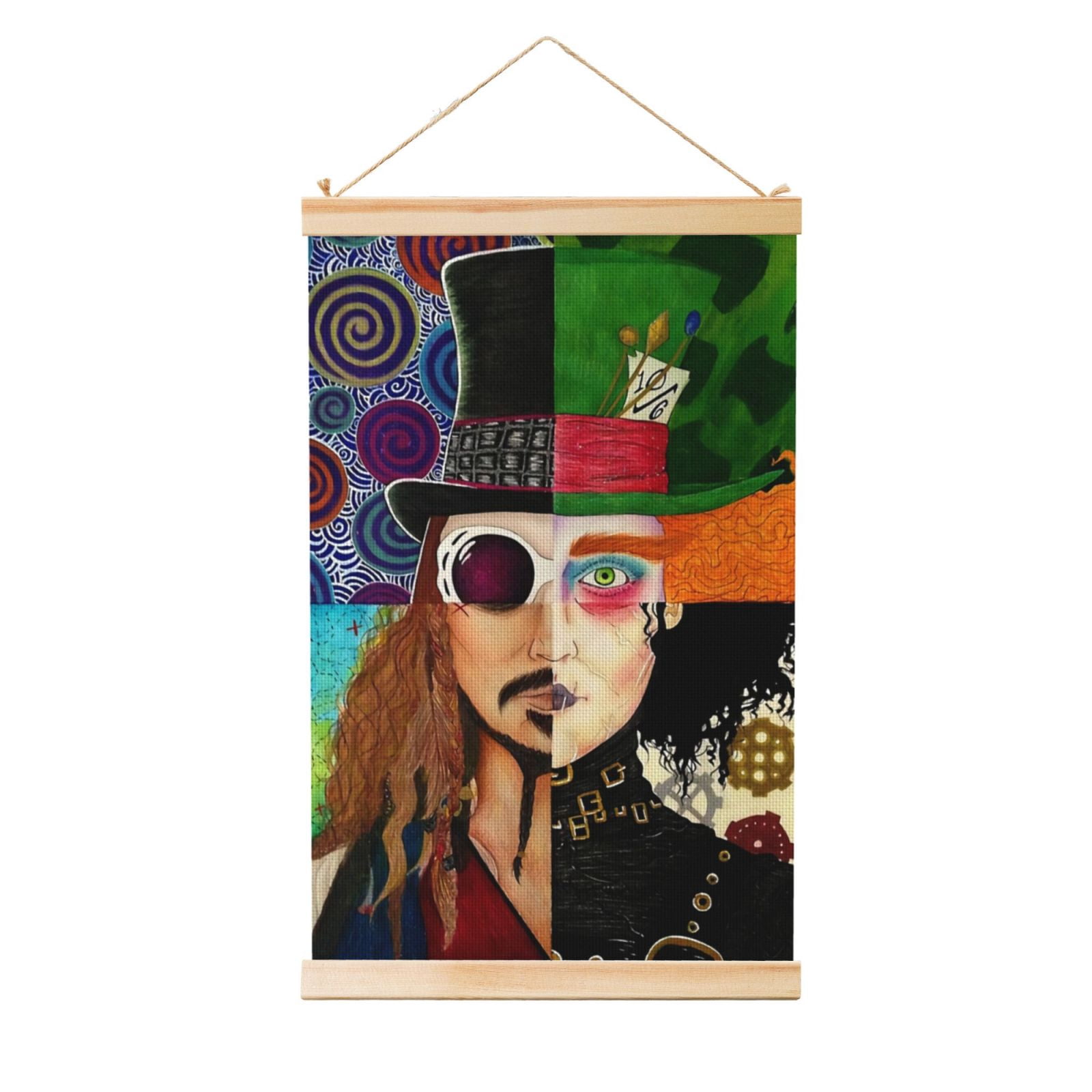 Shaft Hanging Banner Johnny Depp Poster Wall Canvas Artwork With Wooden ...