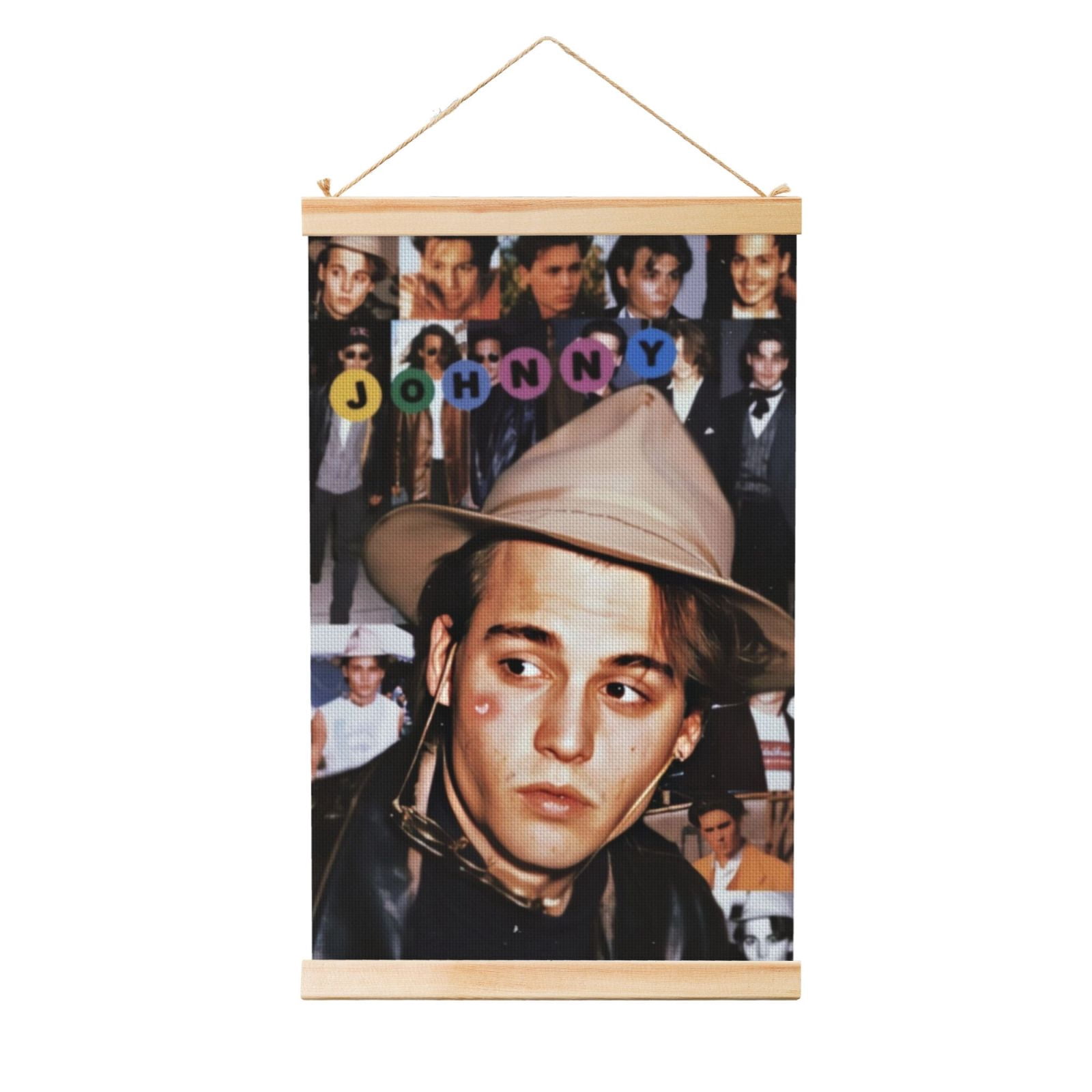 Shaft Hanging Banner Johnny Depp Poster Wall Canvas Artwork With Wooden ...