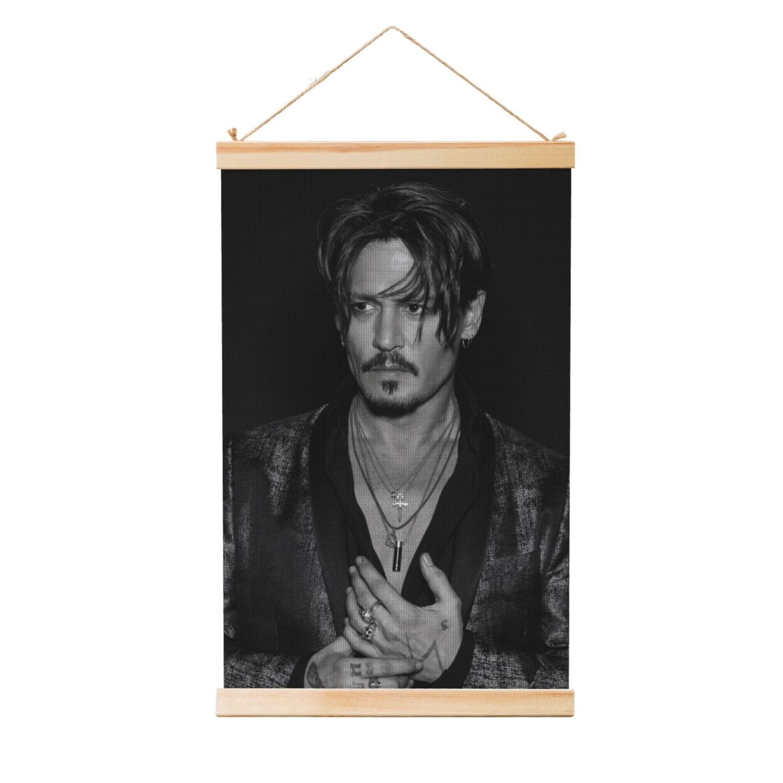 Shaft Hanging Banner Johnny Depp Poster Wall Canvas Artwork With Wooden ...