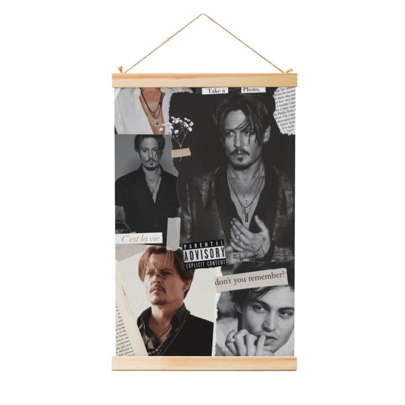 Shaft Hanging Banner Johnny Depp Poster Wall Canvas Artwork With Wooden ...