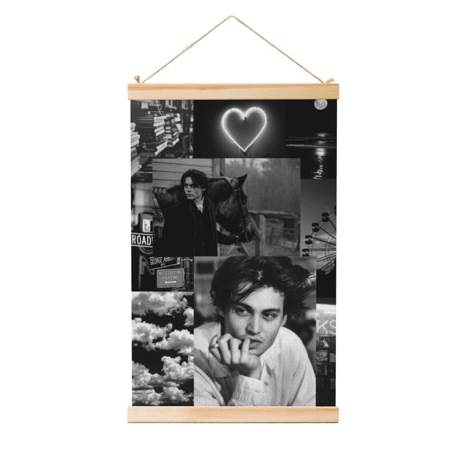 Shaft Hanging Banner Johnny Depp Poster Wall Canvas Artwork With Wooden ...