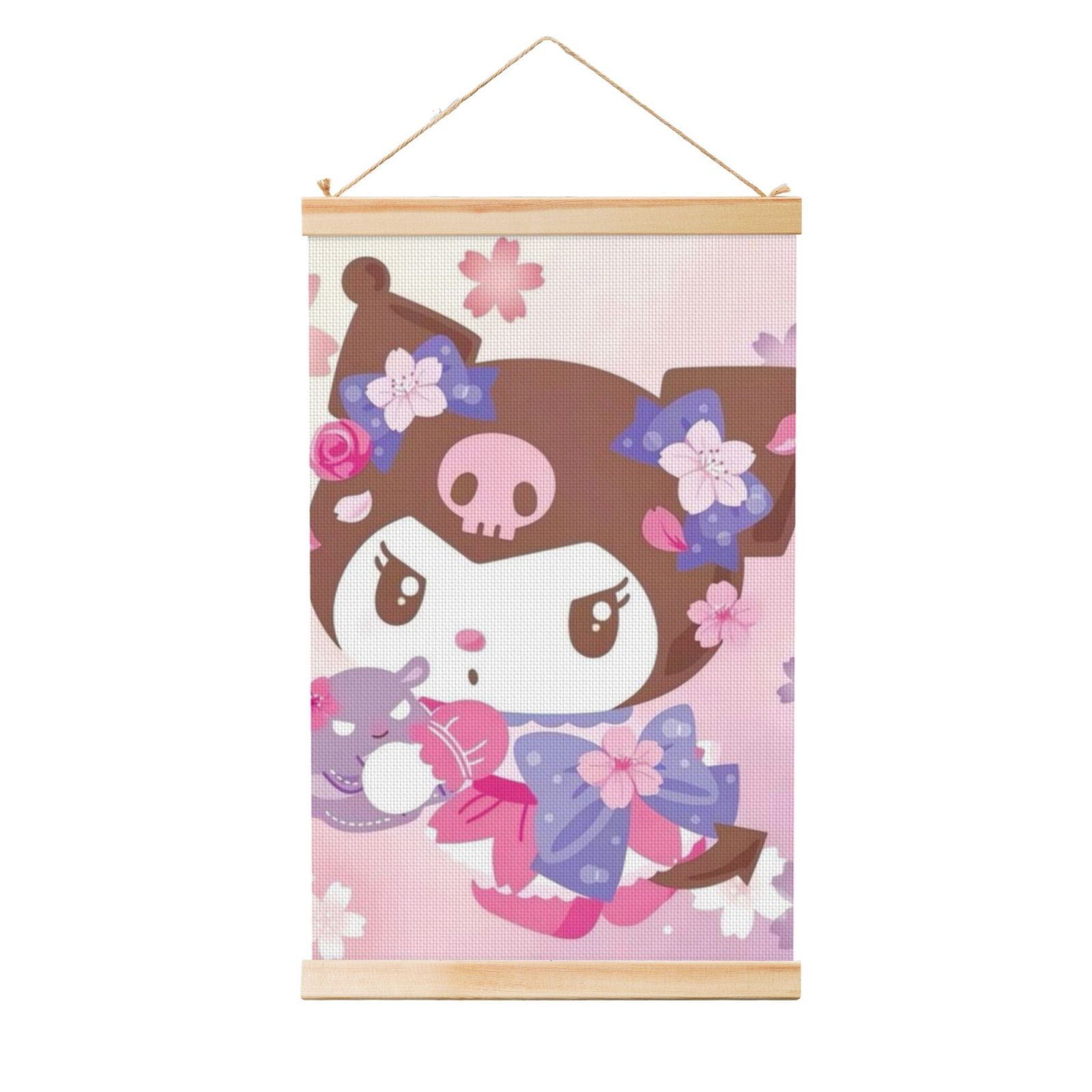 Shaft Hanging Banner Kuromi Poster Wall Canvas Artwork With Wooden ...