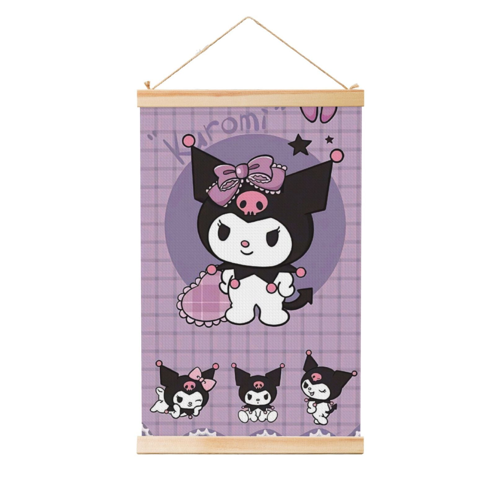 Shaft Hanging Banner Kuromi Poster Wall Canvas Artwork With Wooden ...