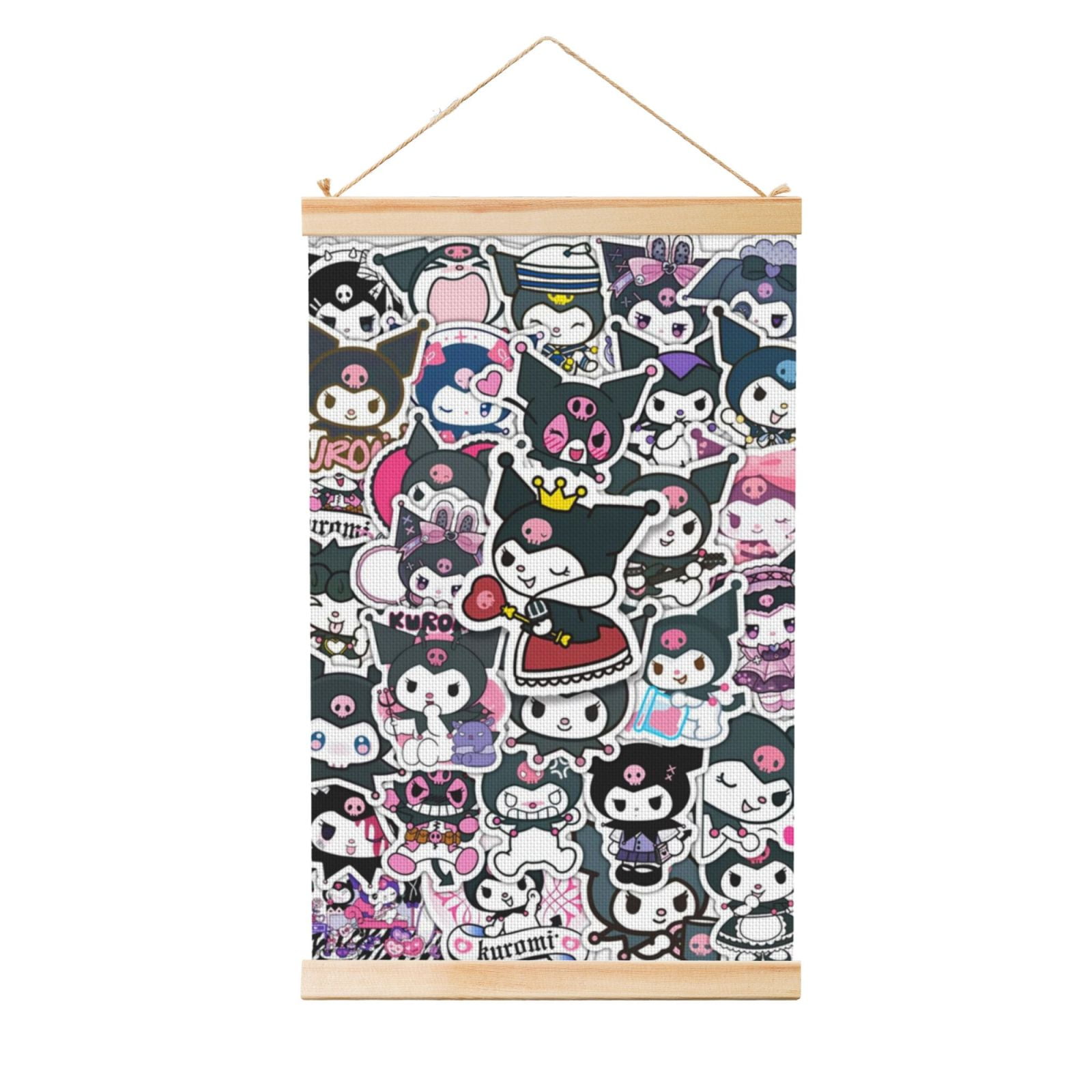 Shaft Hanging Banner Kuromi Poster Wall Canvas Artwork With Wooden ...