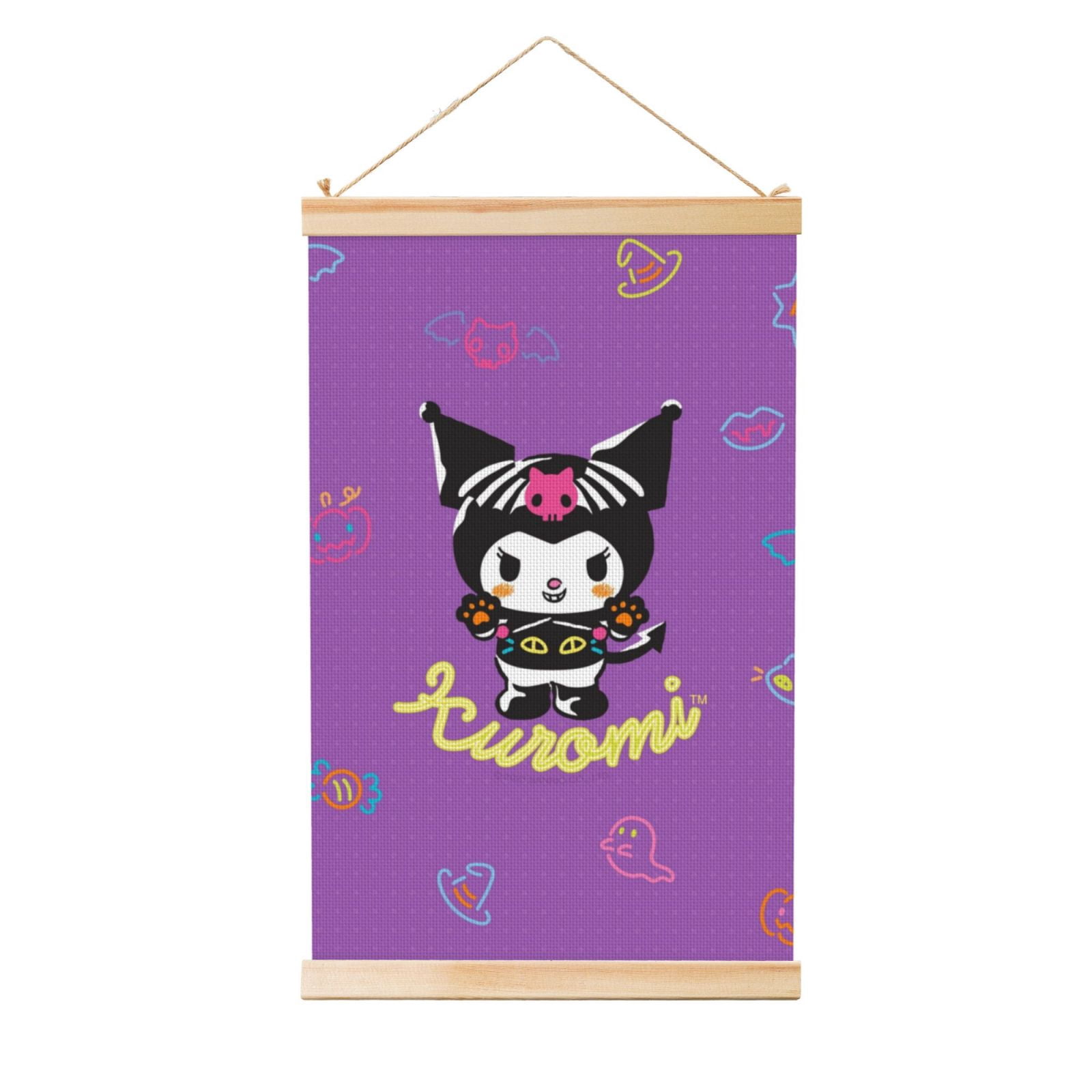 Shaft Hanging Banner Kuromi Poster Wall Canvas Artwork With Wooden ...