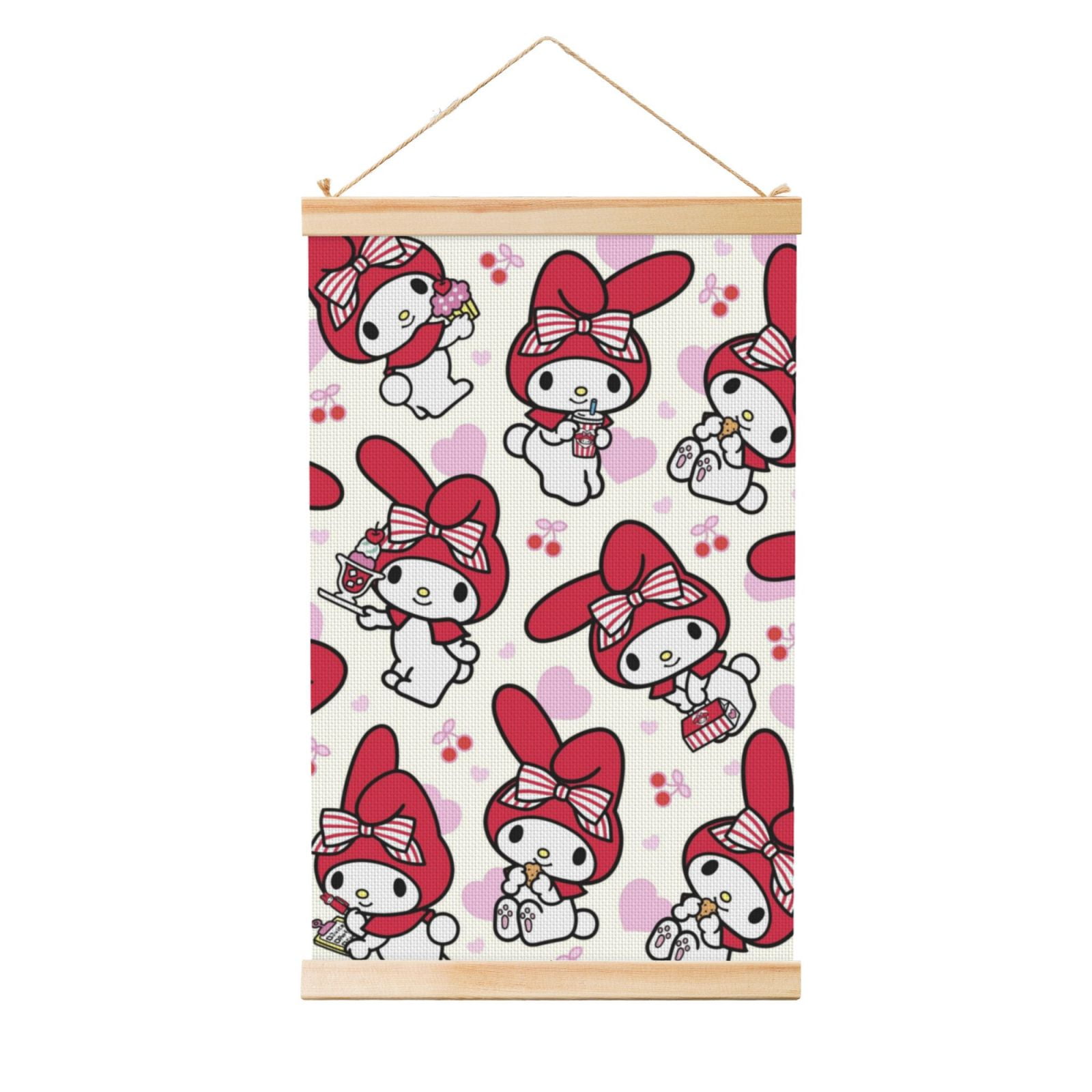 Shaft Hanging Banner My Melody Poster Wall Canvas Artwork With Wooden ...