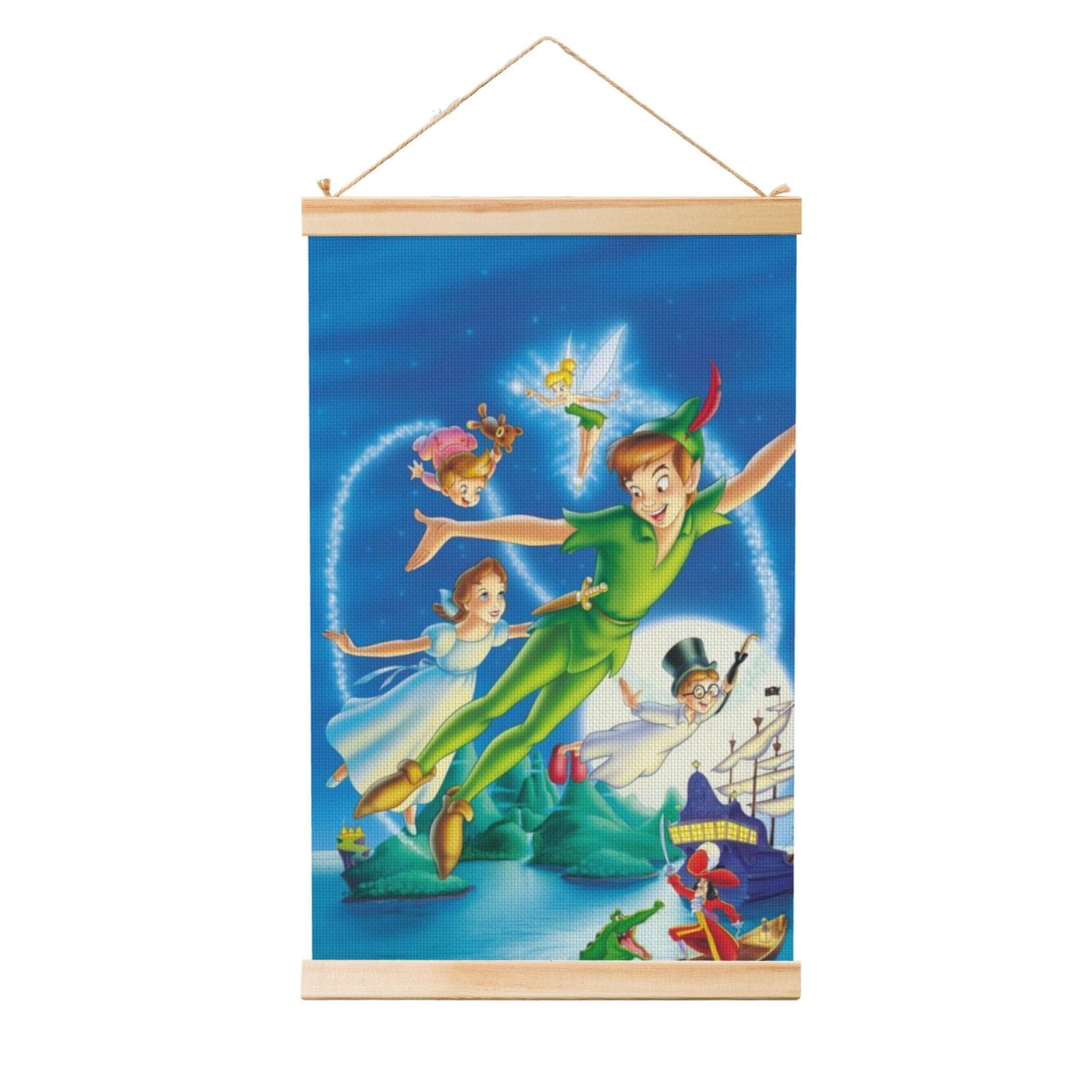 Shaft Hanging Banner Peter Pan Poster Wall Canvas Artwork With Wooden ...