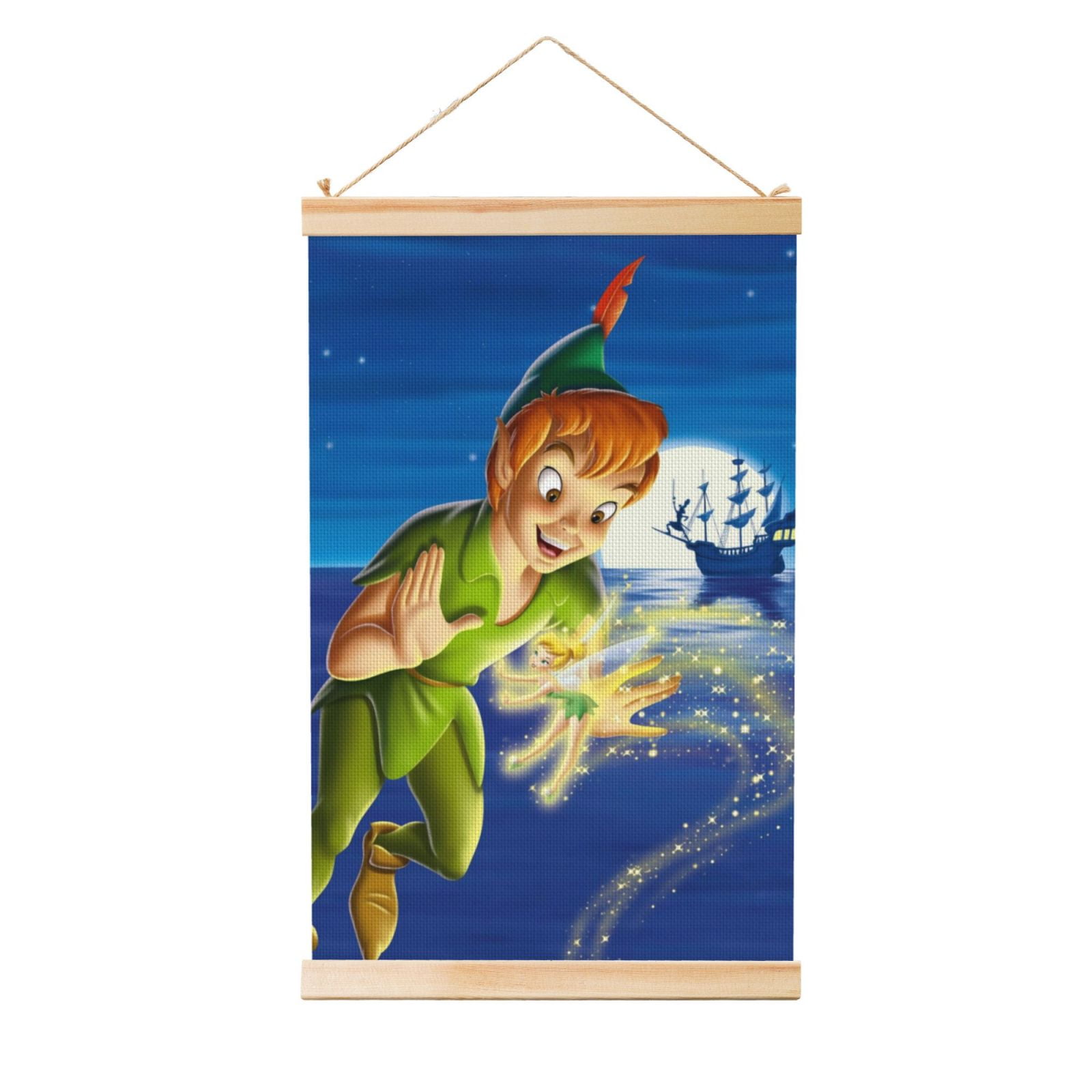 Shaft Hanging Banner Peter Pan Poster Wall Canvas Artwork With Wooden ...