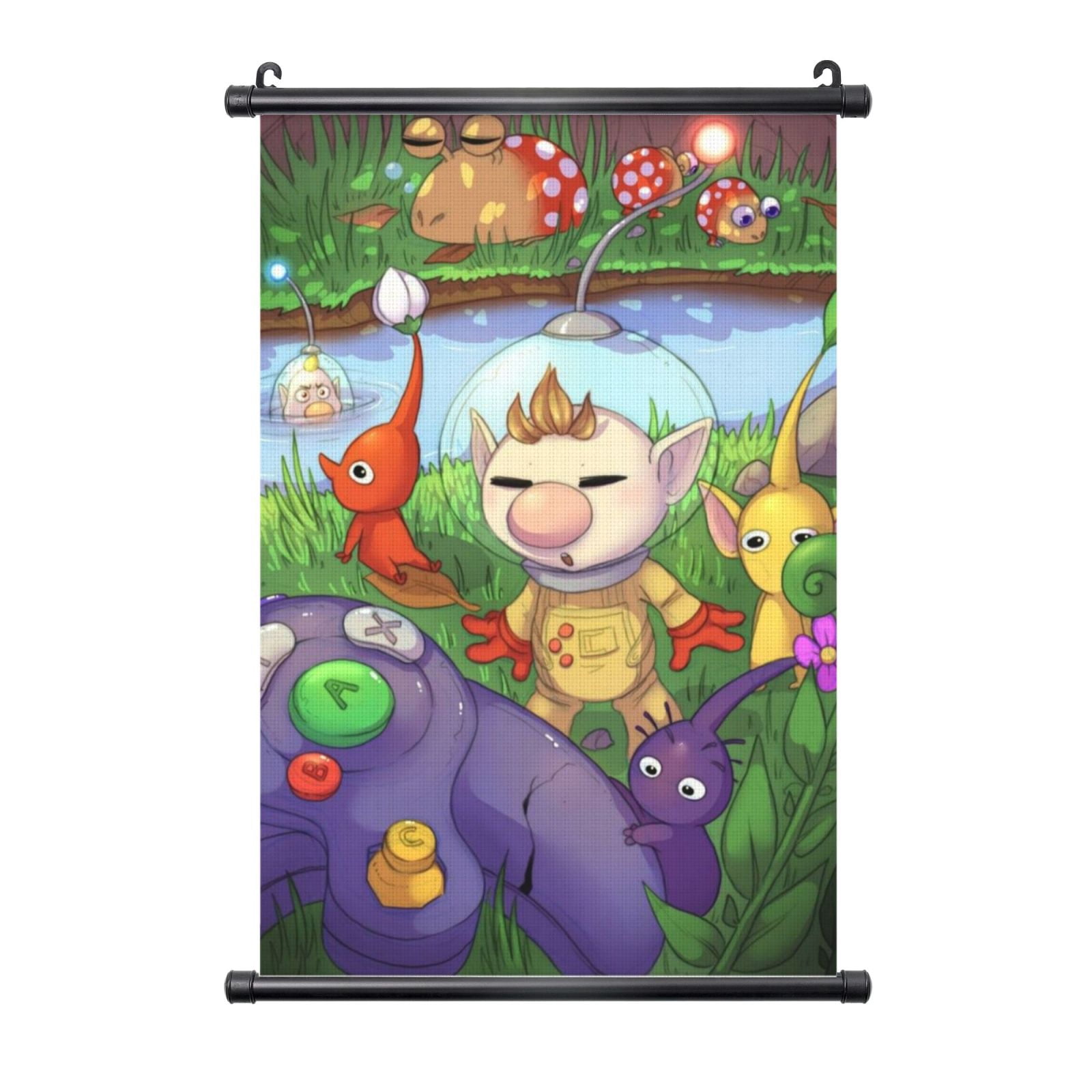 Shaft Hanging Banner Pikmin Poster Wall Canvas Artwork With Black Frame ...