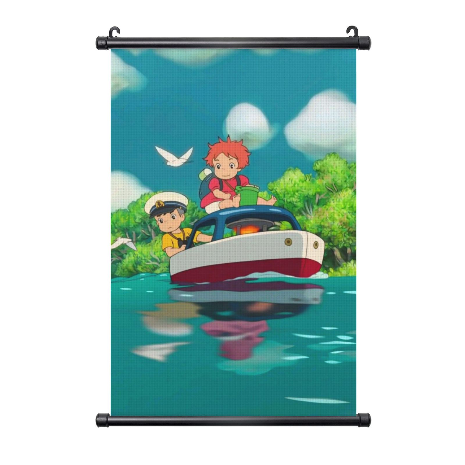 Shaft Hanging Banner Ponyo Poster Wall Canvas Artwork With Black Frame ...